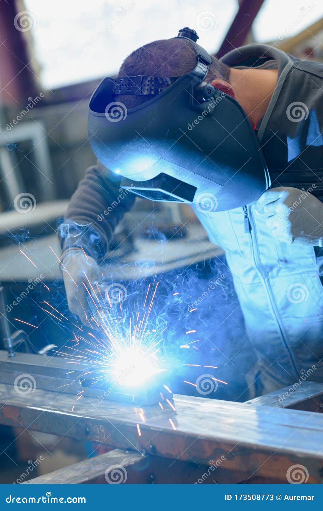 Welder Working in Manufacture Production Plant Stock Image - Image of ...
