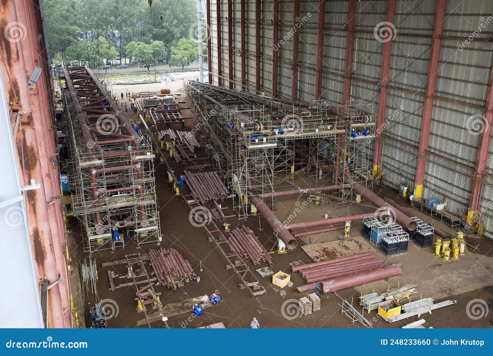 A Welder Working on a Massive Steel Jacket -the First Installed Section ...