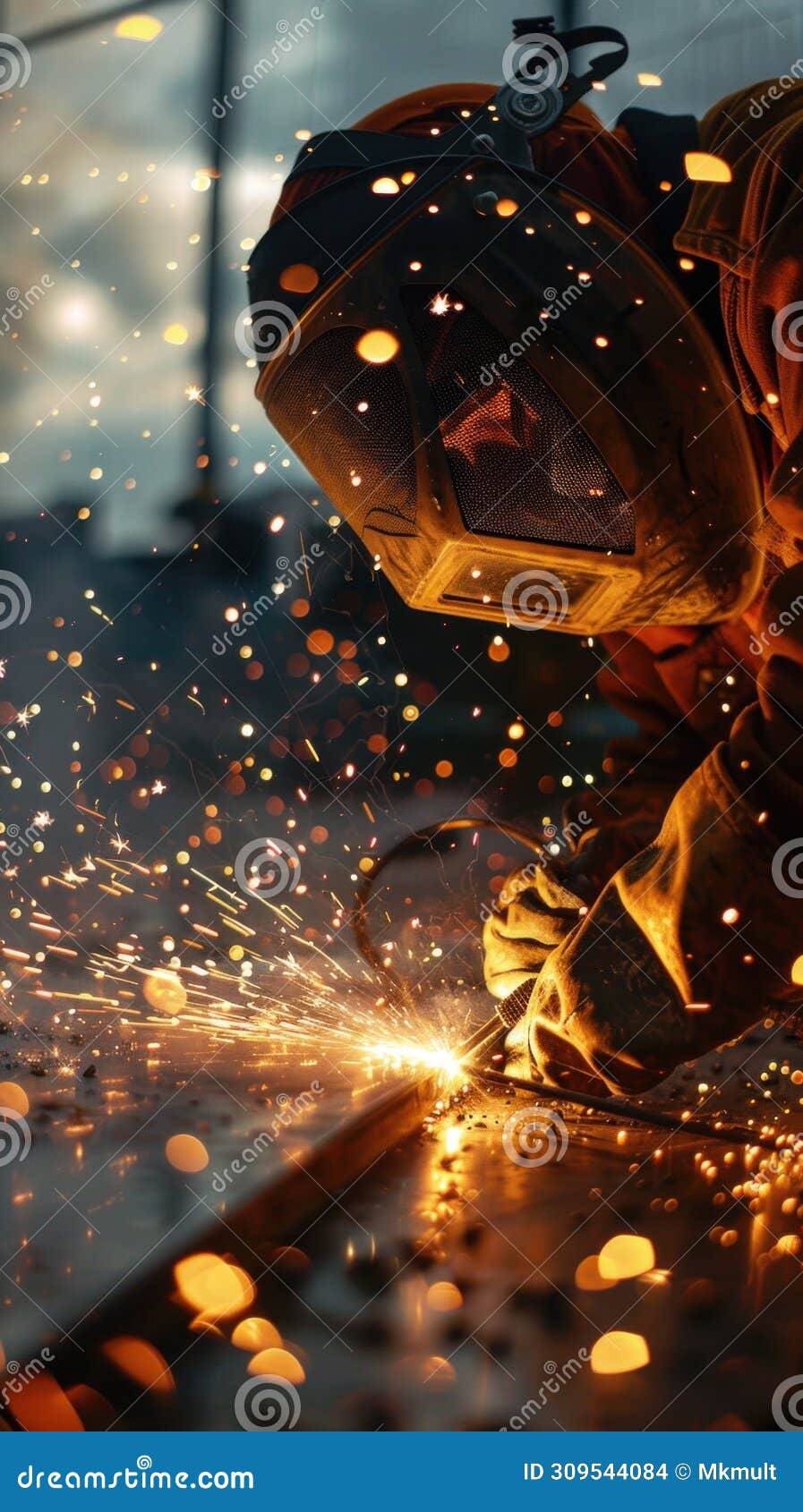 Welder Working on Metal with Sparks Stock Photo - Image of welding ...