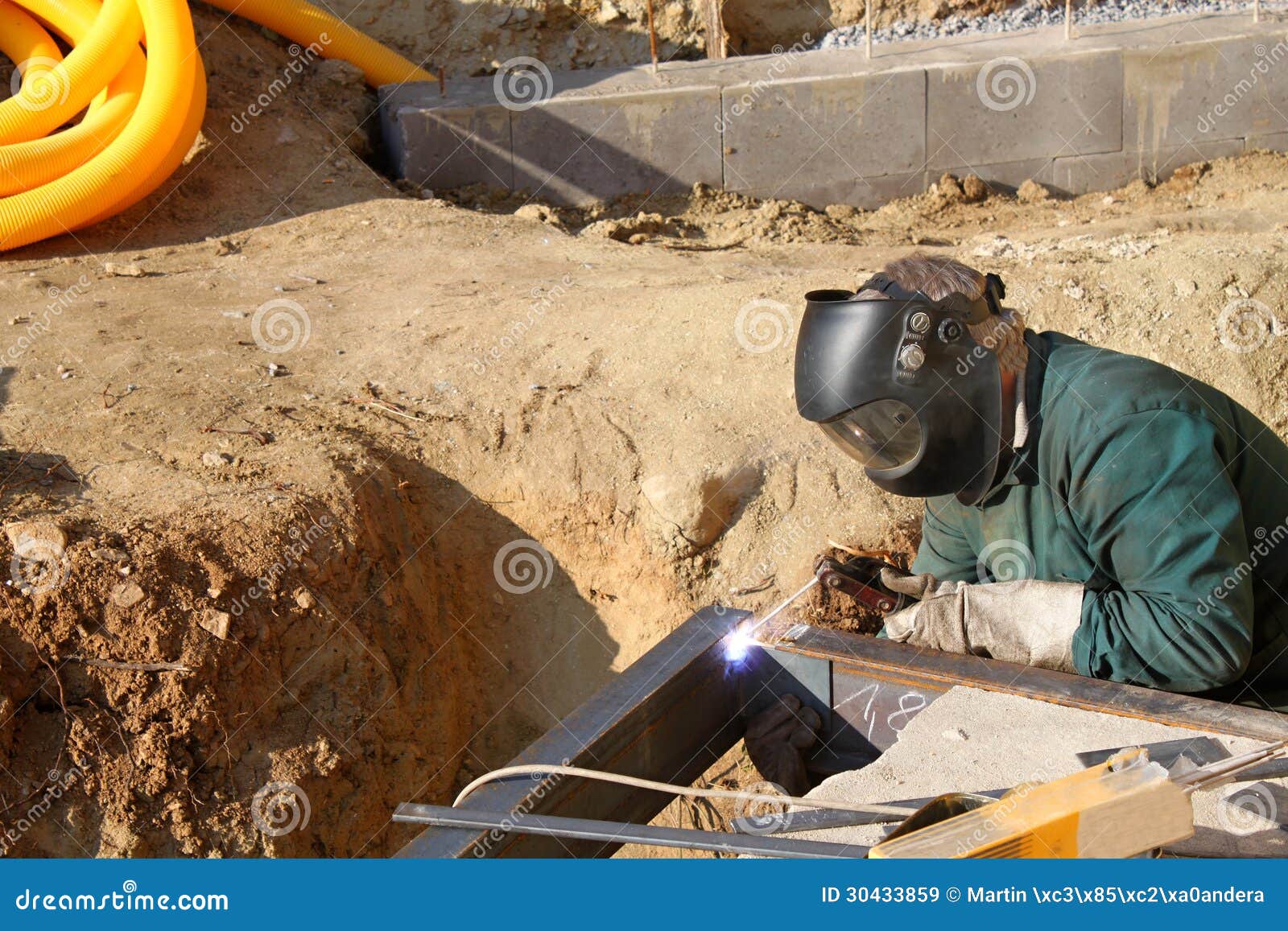 Welder working outside stock image. Image of iron, person - 30433859