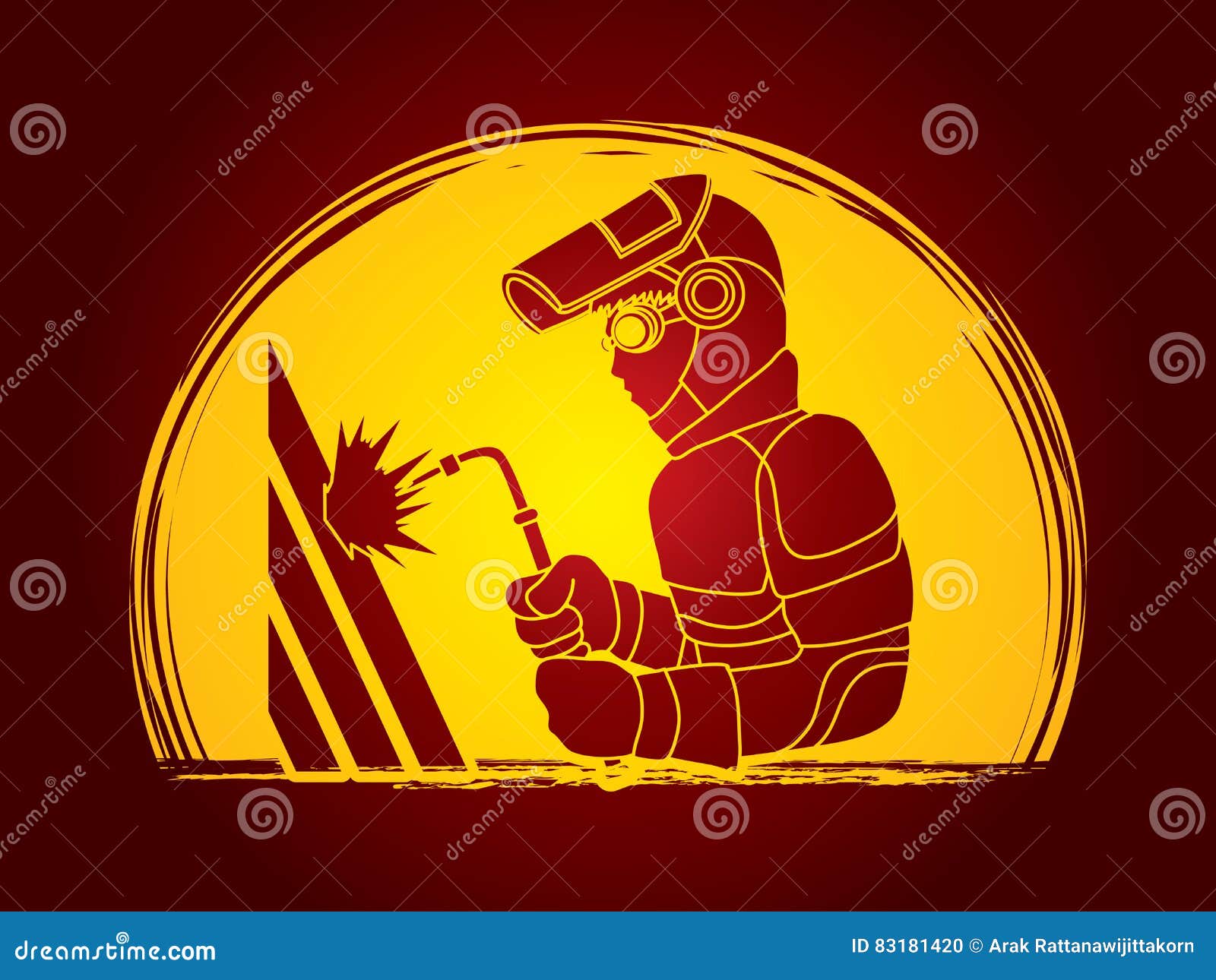 Welder working vector. stock vector. Illustration of moonlight - 83181420