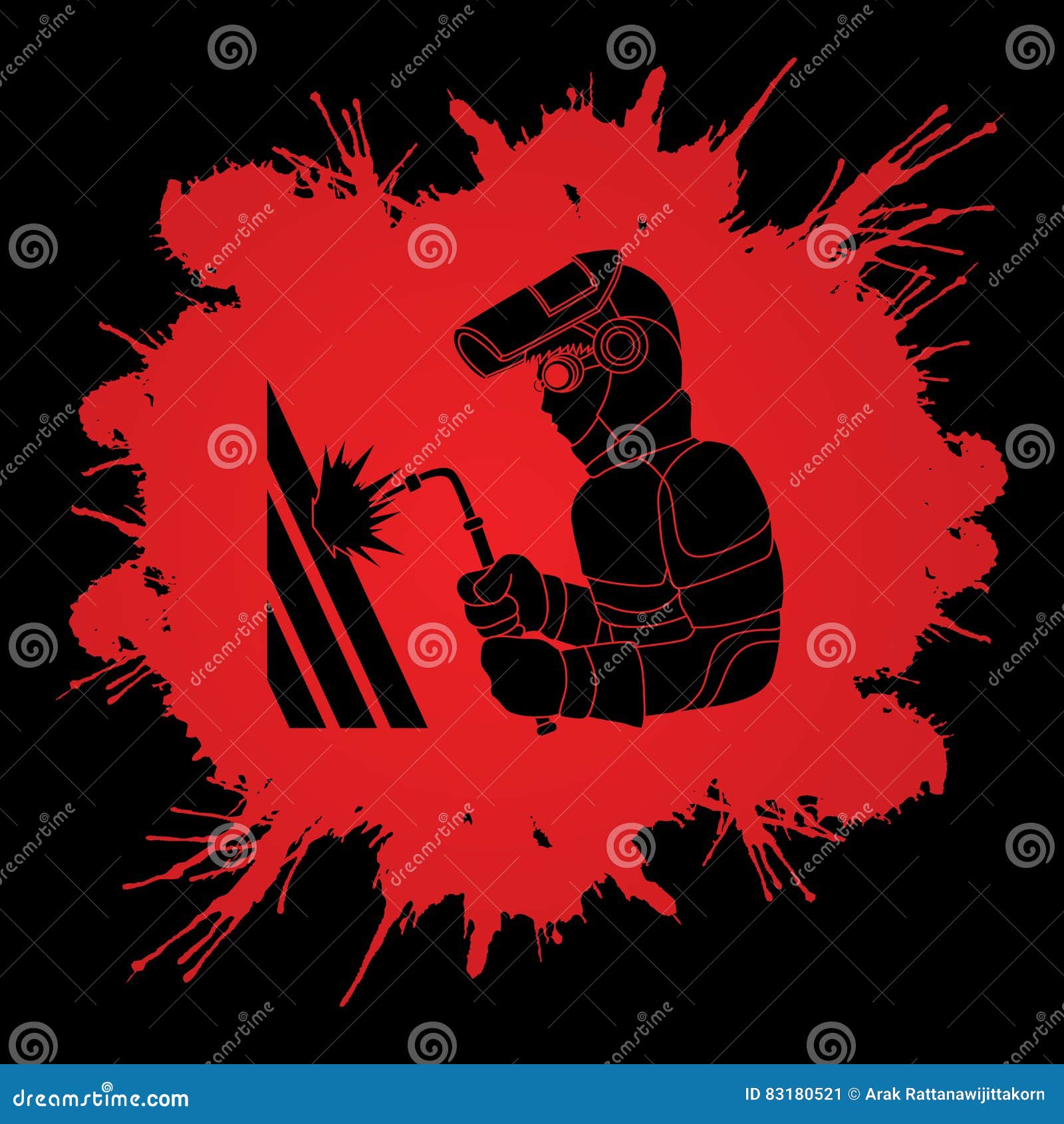 Welder working vector. stock vector. Illustration of retro - 83180521