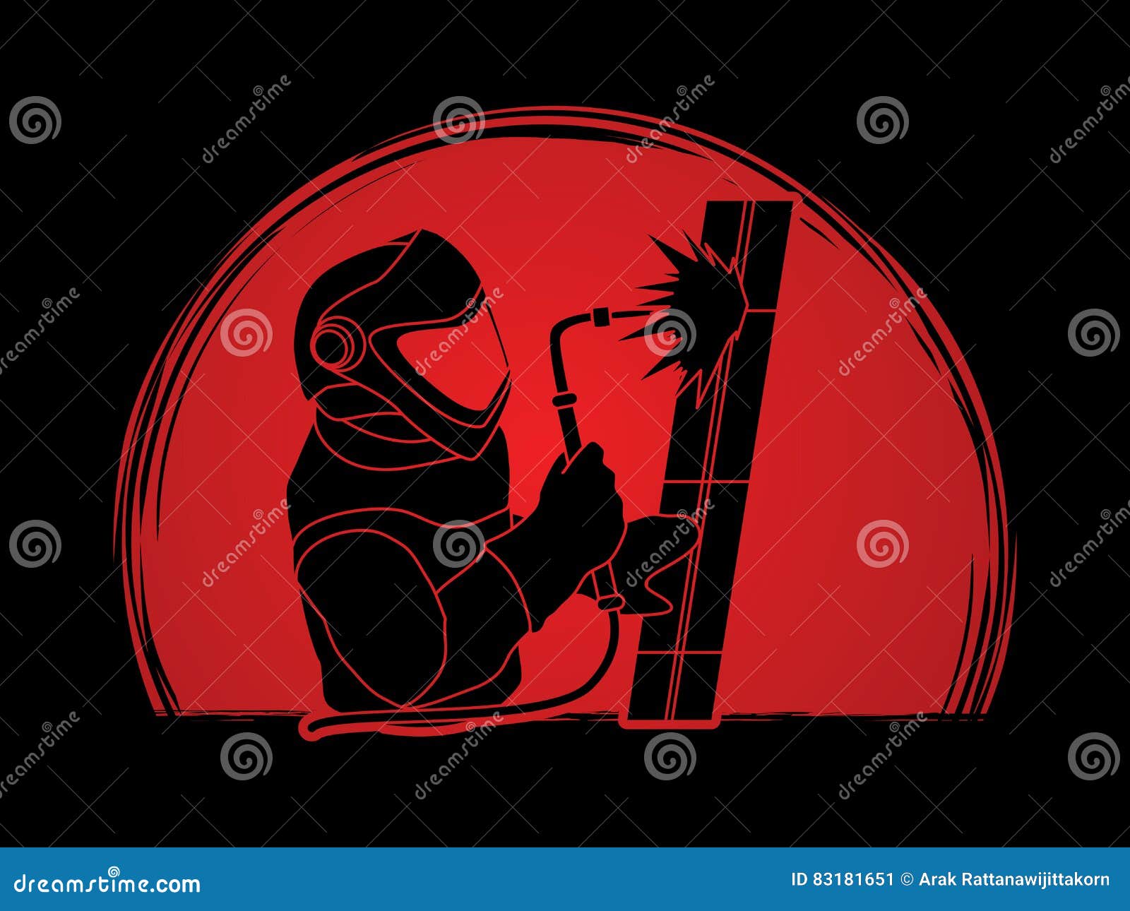 Welder working vector. stock vector. Illustration of silhouette - 83181651