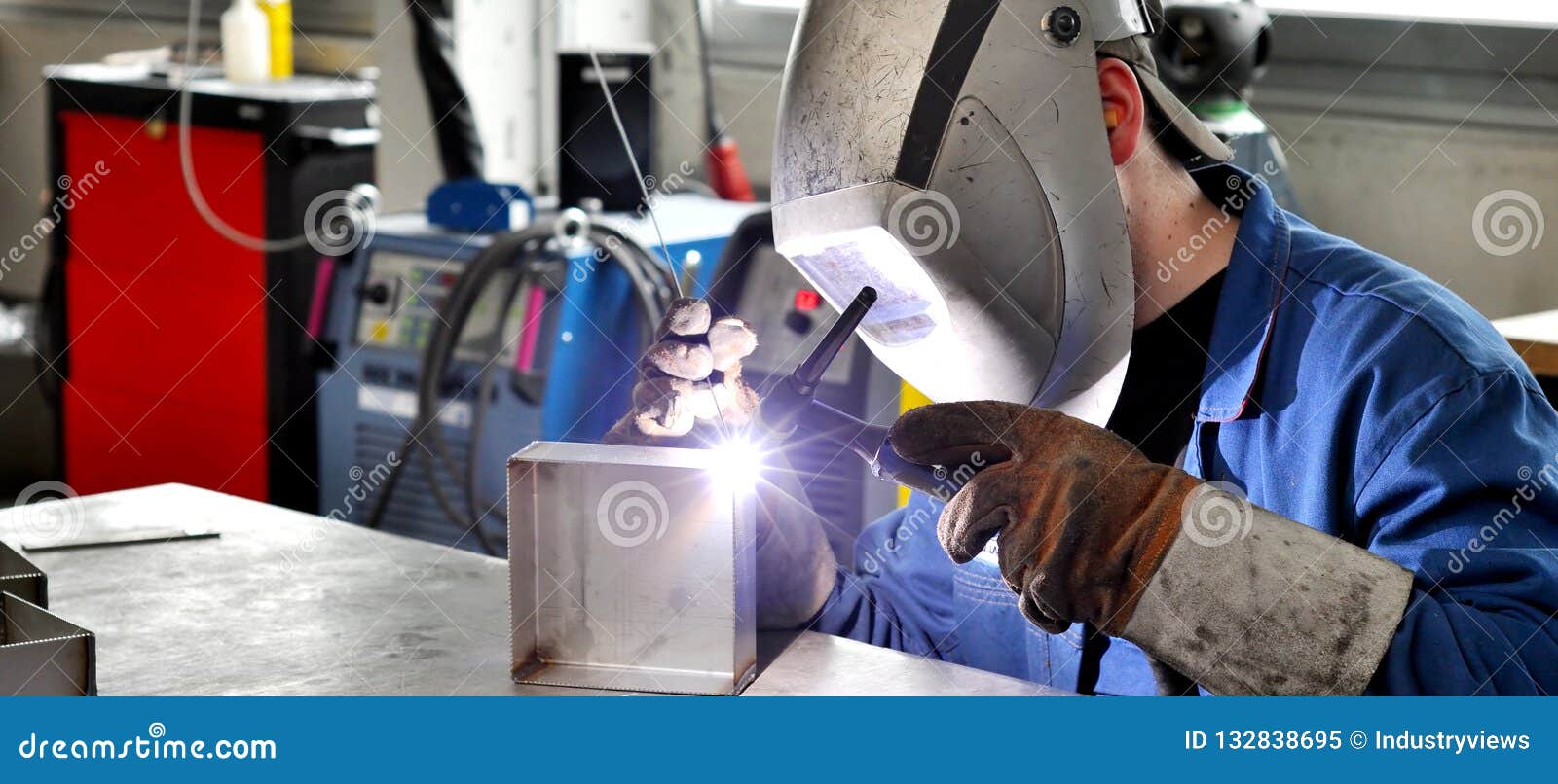 Welder Works in Metal Construction - Construction and Processing Stock ...