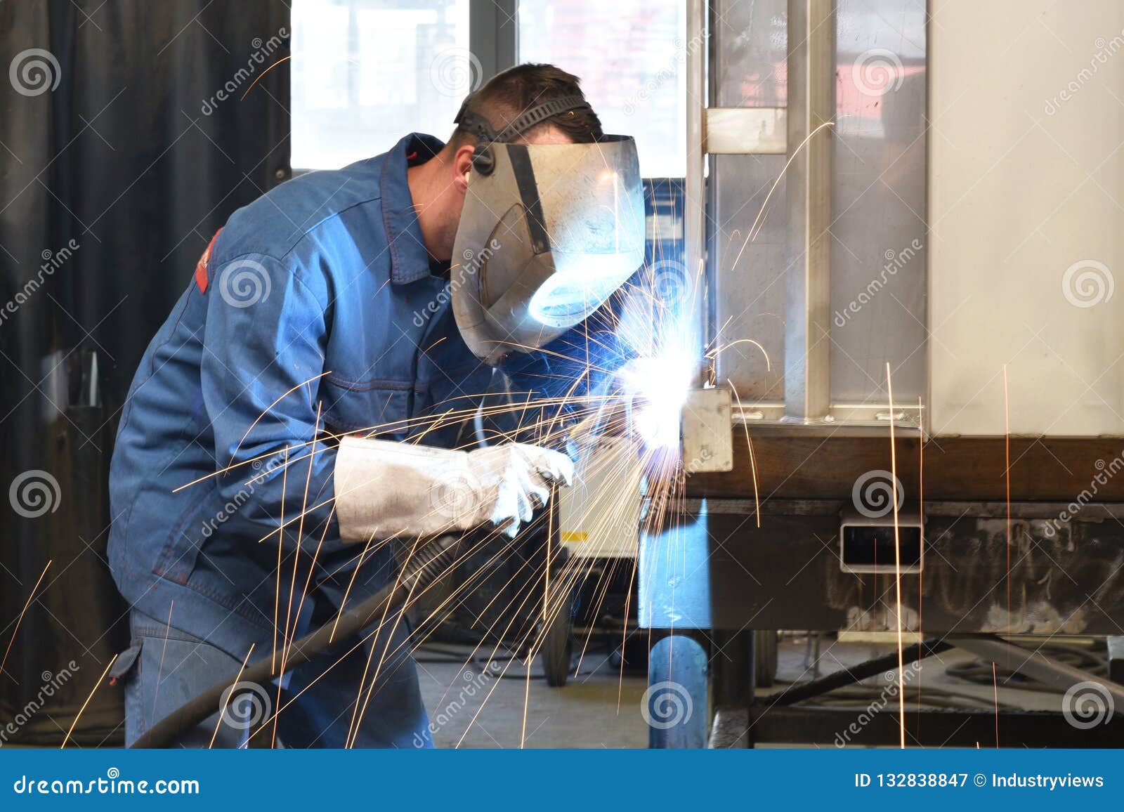 Welder Works in Metal Construction - Construction and Processing Stock ...