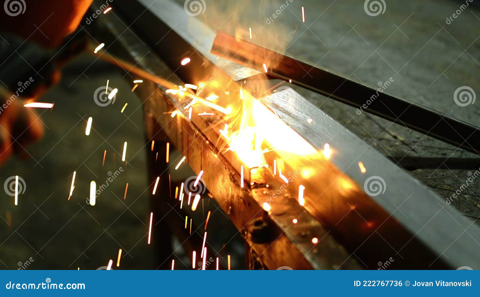 Welder Works with Welding Machine Stock Photo - Image of spark ...