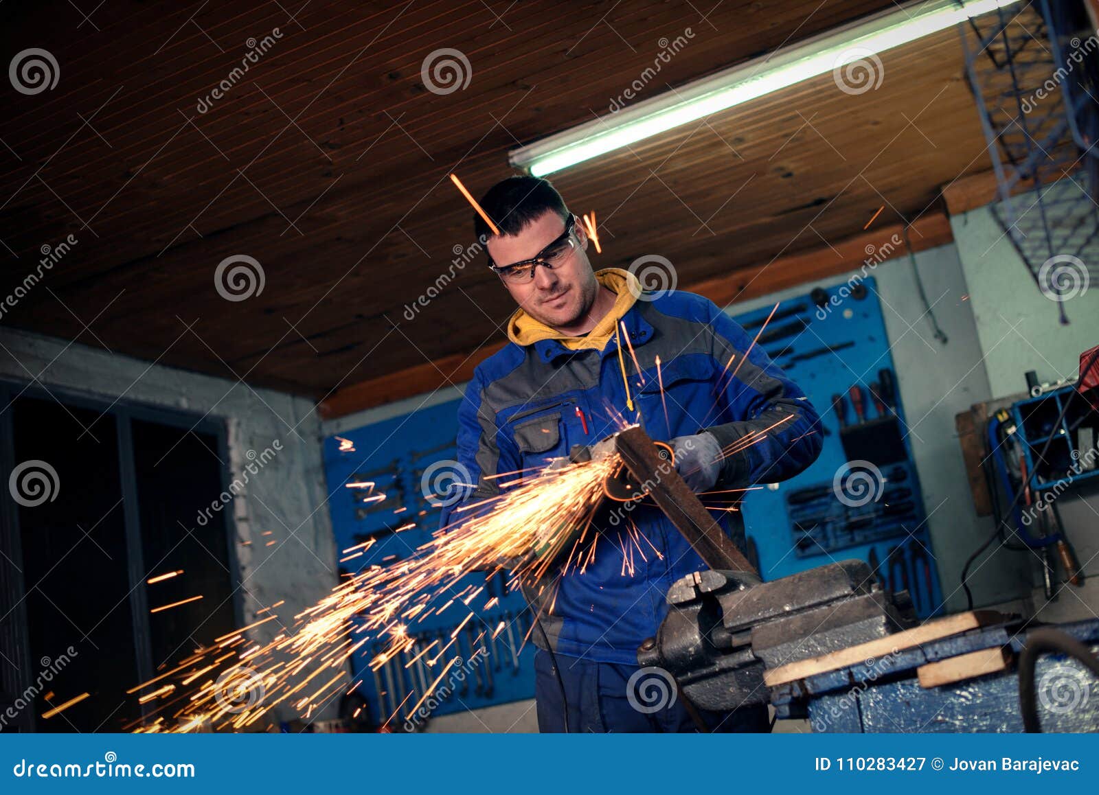 Welder in workshop stock image. Image of health, craft - 110283427