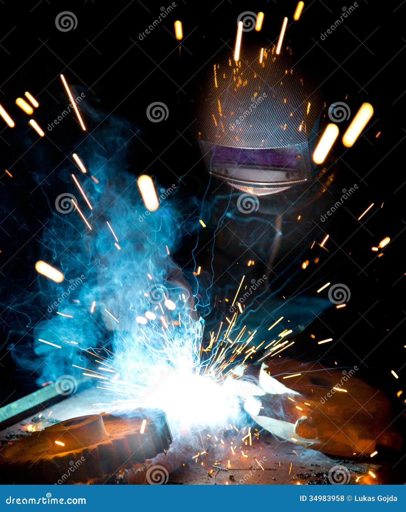 Welders in action stock photo. Image of steel, protection - 34983958