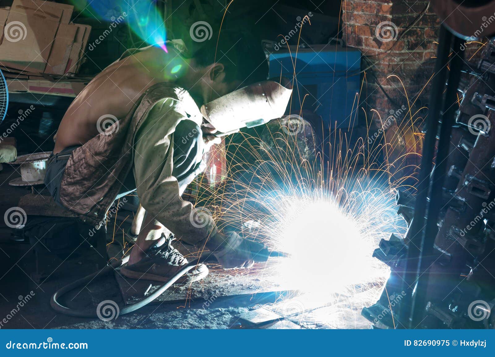 Welders in the Use of Welding Editorial Image - Image of flash, factory ...