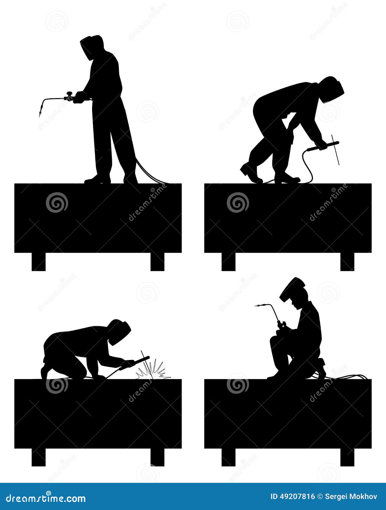 Welders Welding Pipe Vector Illustration | CartoonDealer.com #49207816