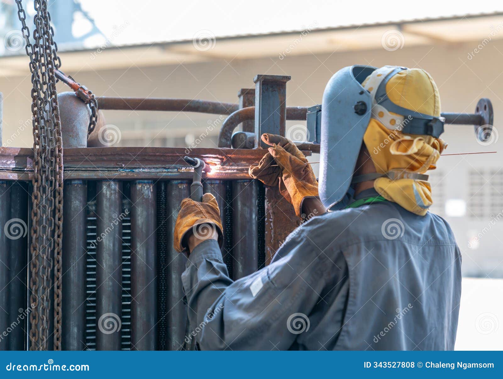 Welders are Welding the Various Parts of Boiler Stock Photo - Image of ...