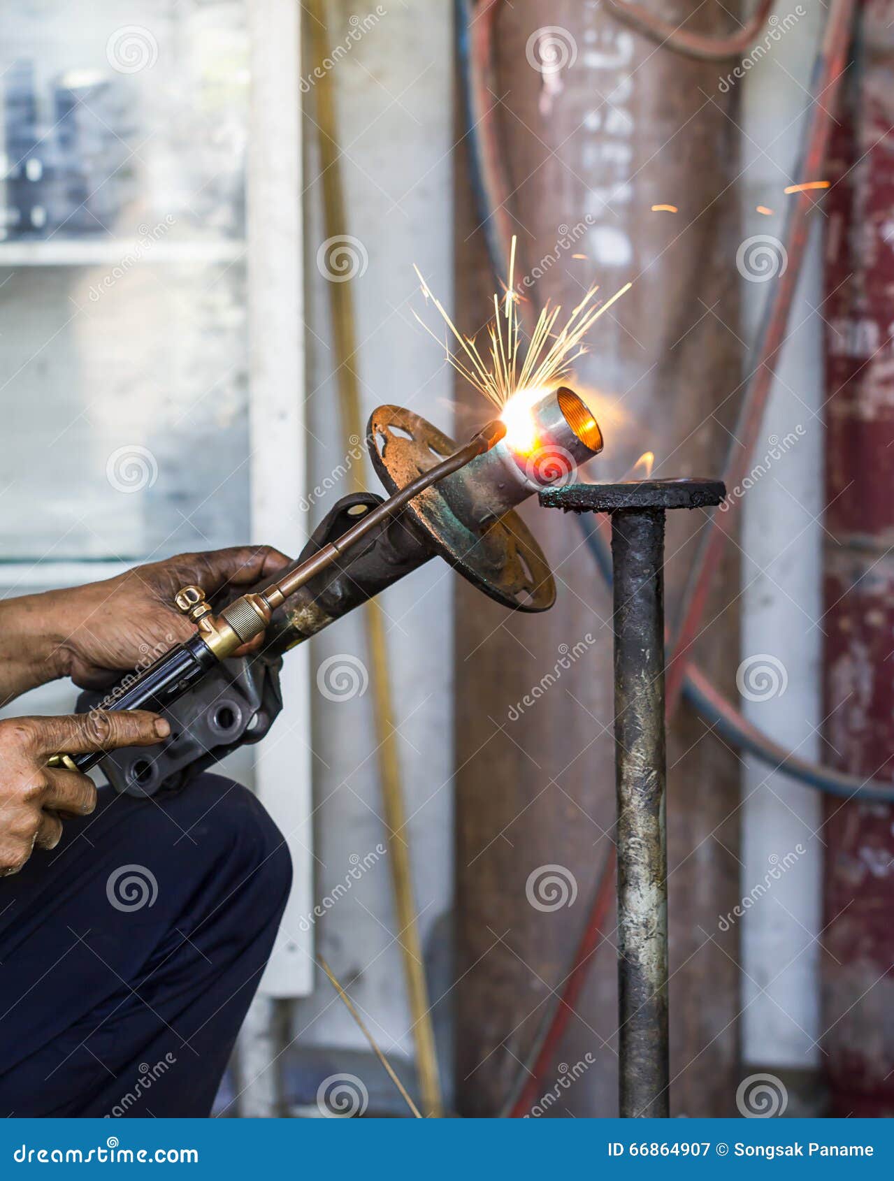 Welders Were Repairing Shock Absorbers Stock Image - Image of ...