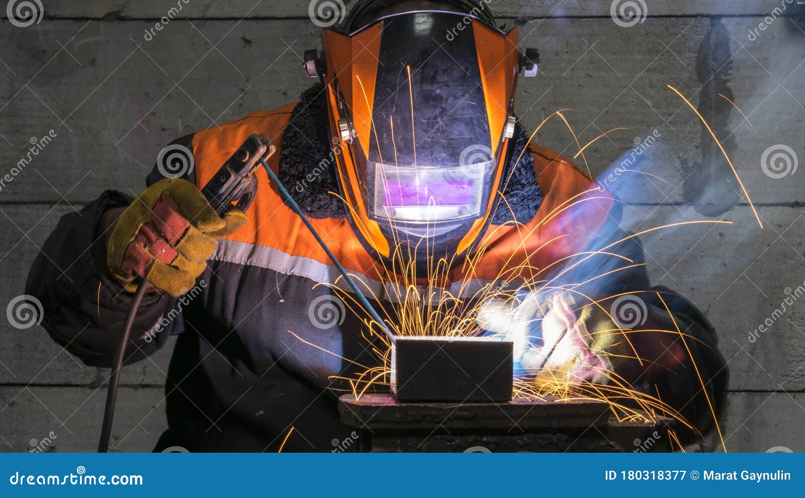 Welders Working at the Plant Produce Metal Structures Stock Image ...