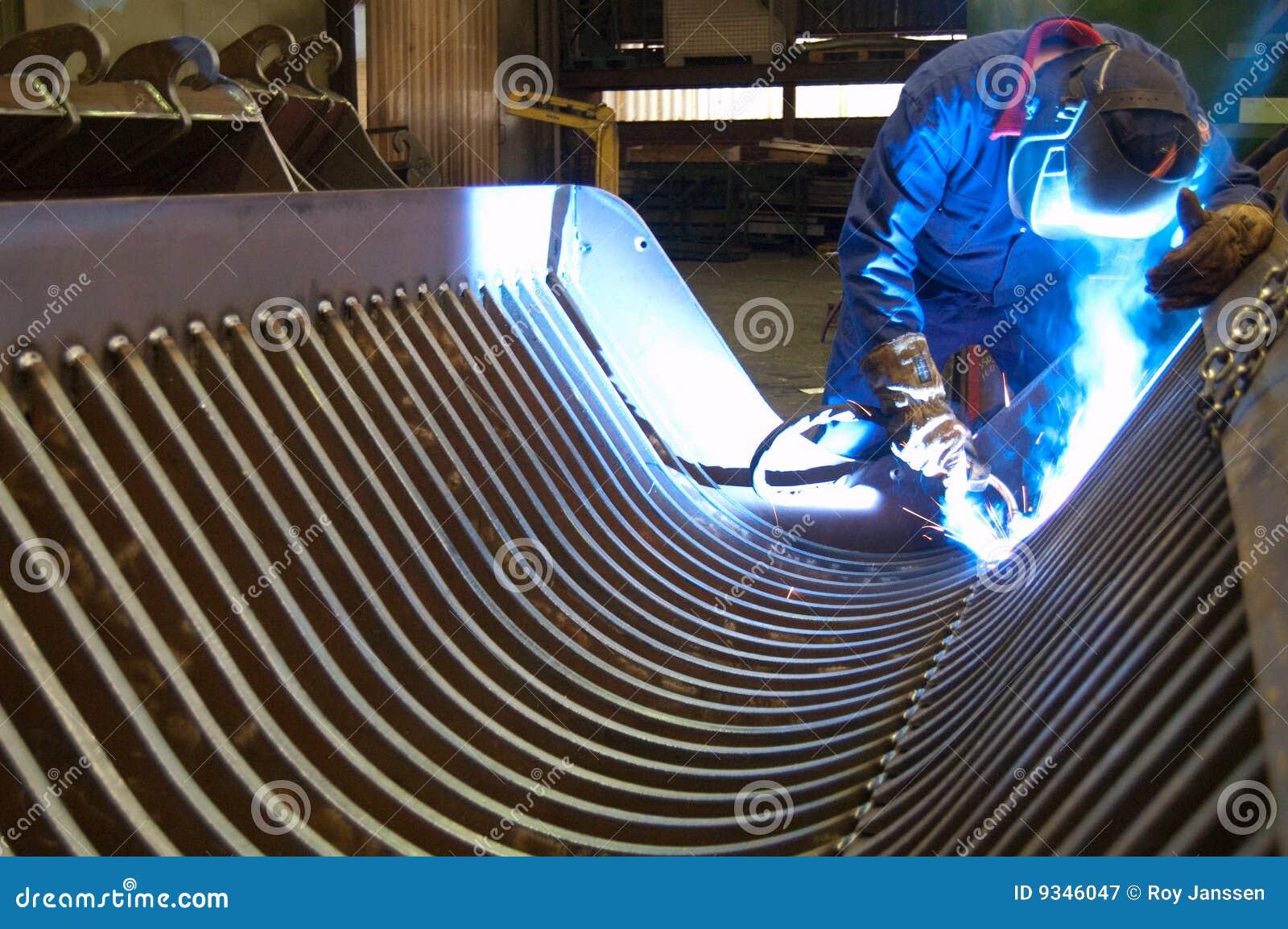Industrial Welding Worker For Steel Work Construction In Area Building ...