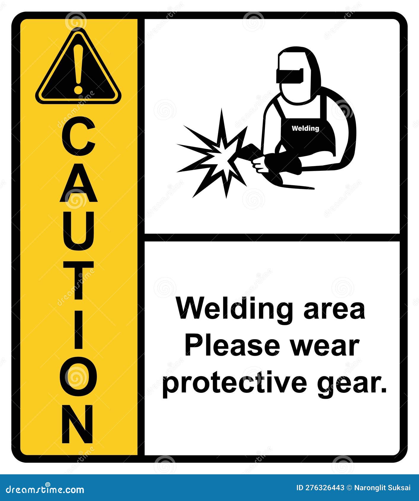 Welding Area, Warning Sign, Welding Protection Device.label Caution ...