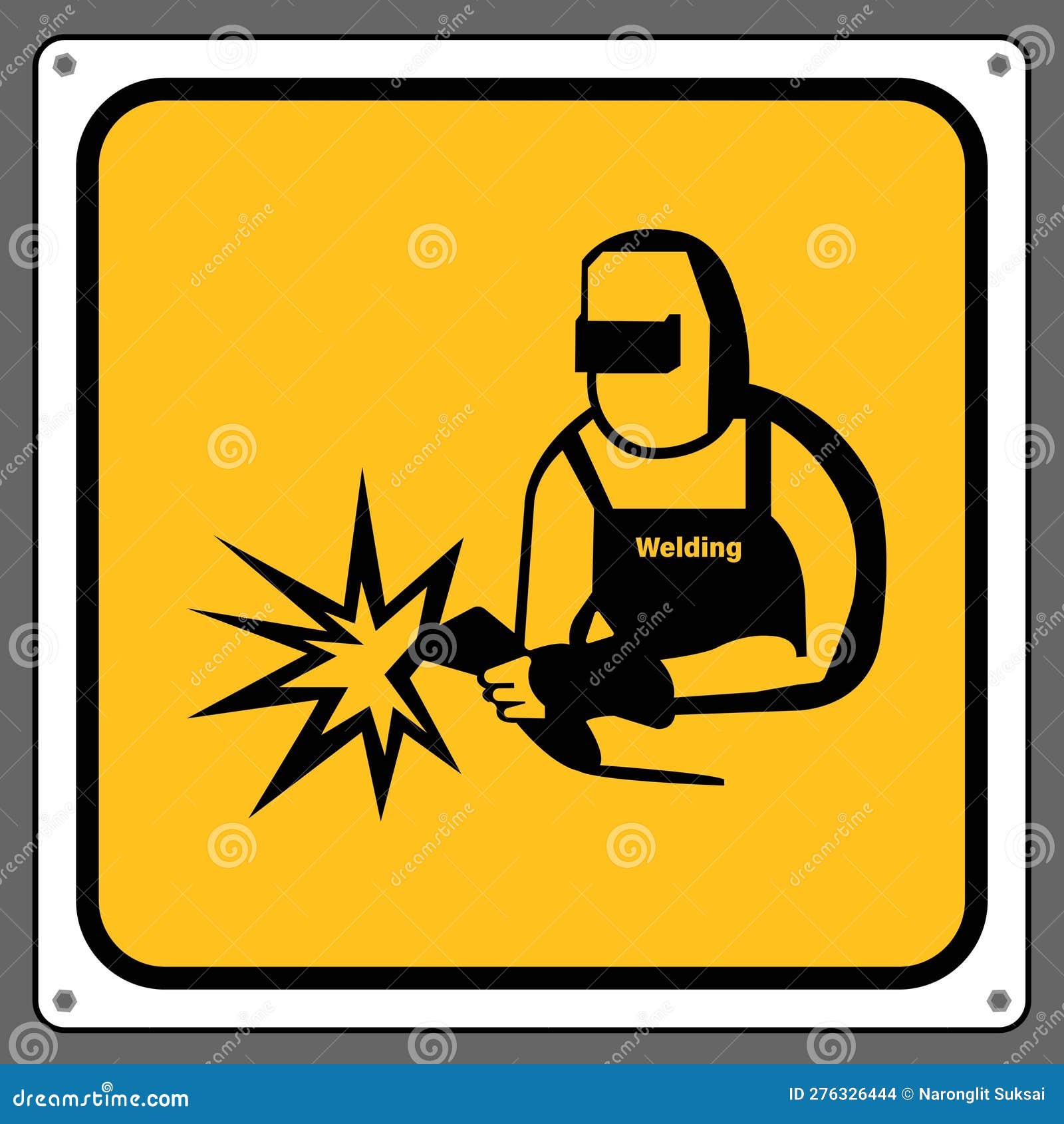 Welding Area, Warning Sign, Welding Protection Device.label Caution ...
