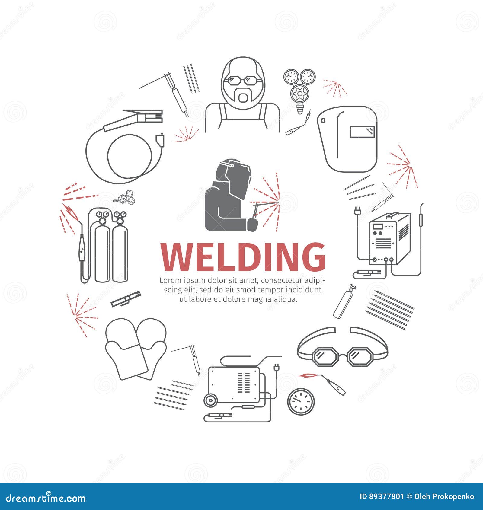 Welding Banner. Line Icons Set Stock Vector - Illustration of glove ...