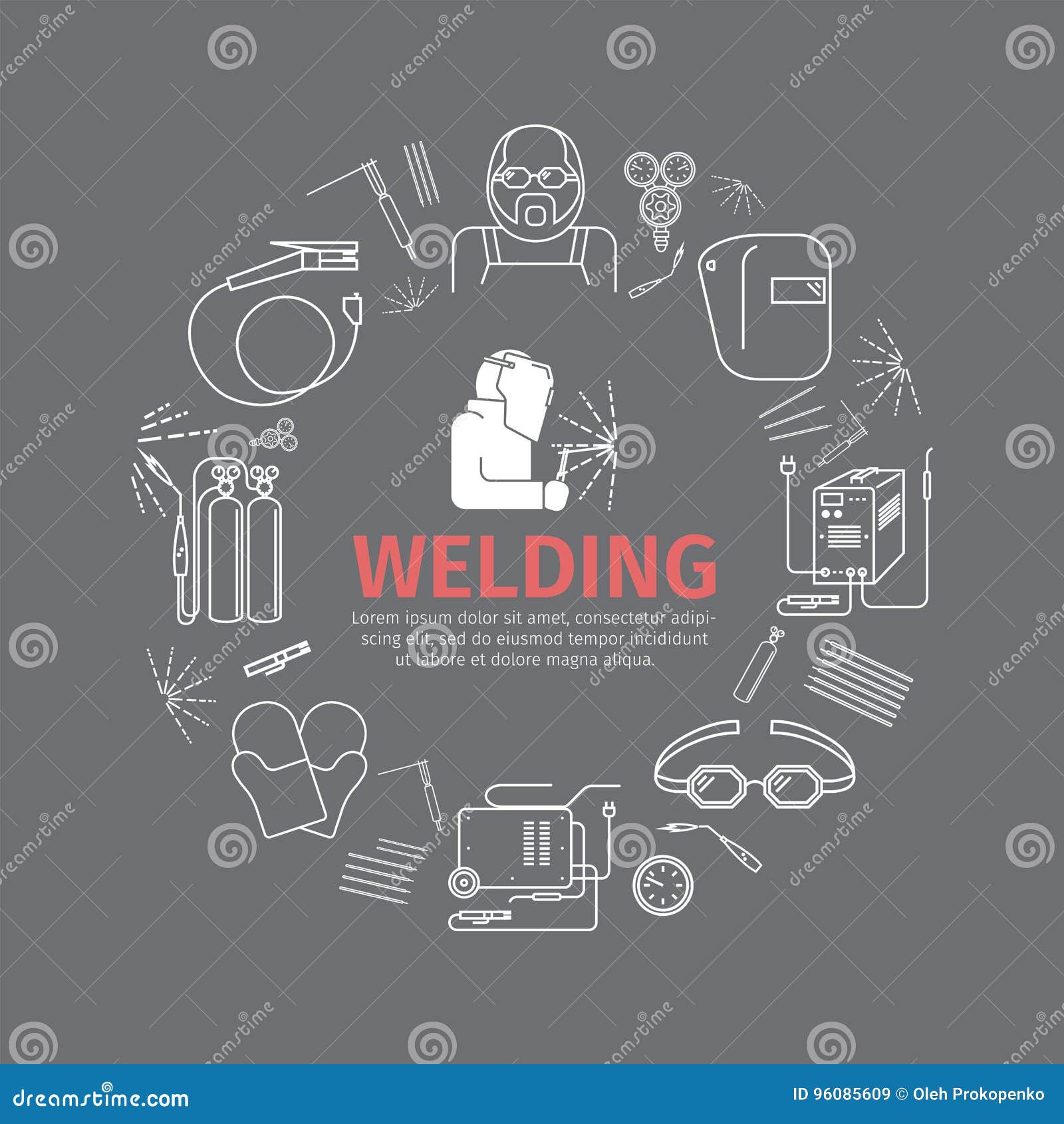 Welding Banner. Line Icons Set Stock Illustration - Illustration of ...