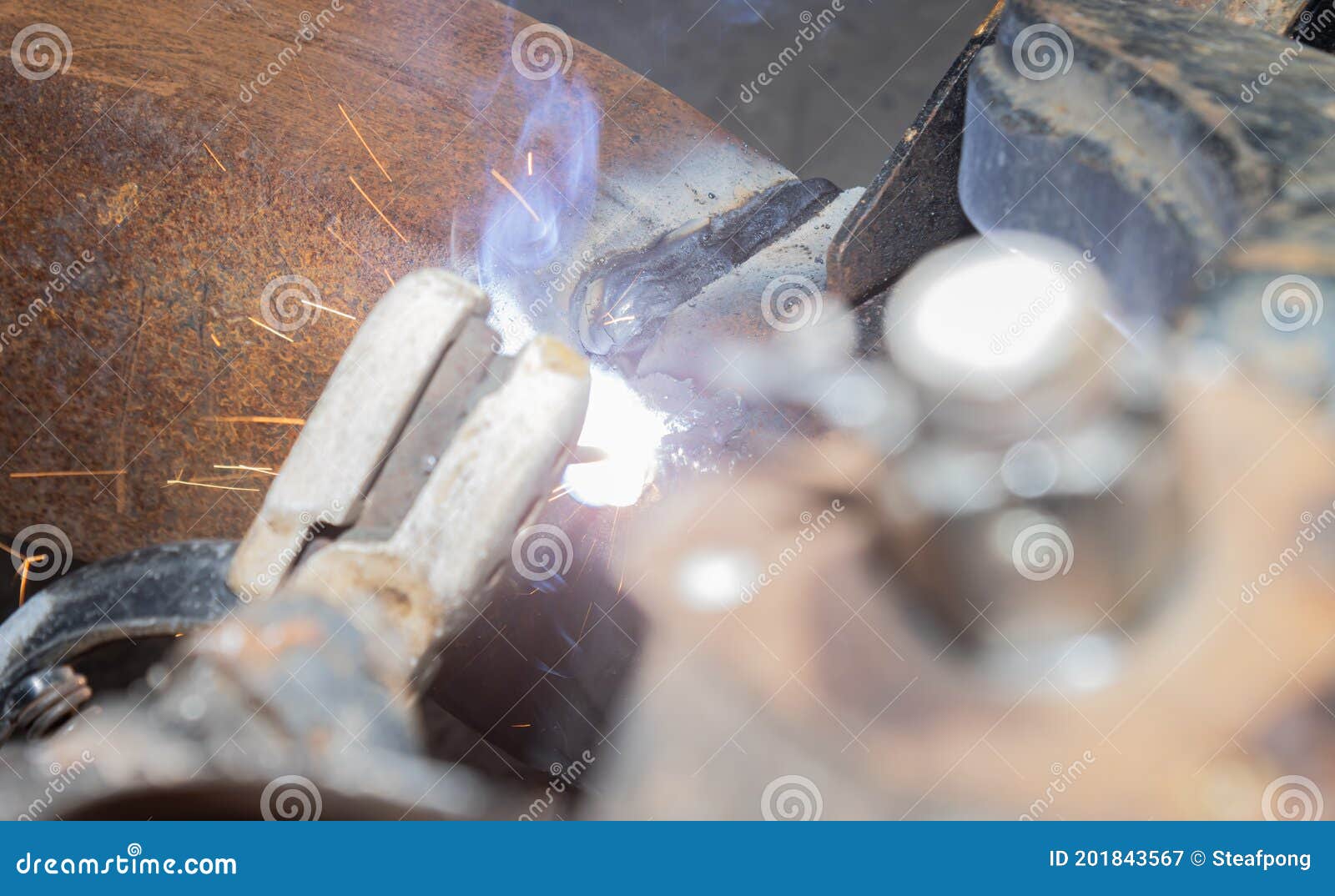 Welding Bottom Car Chassis by Electric Welding Torch on Top View Stock ...