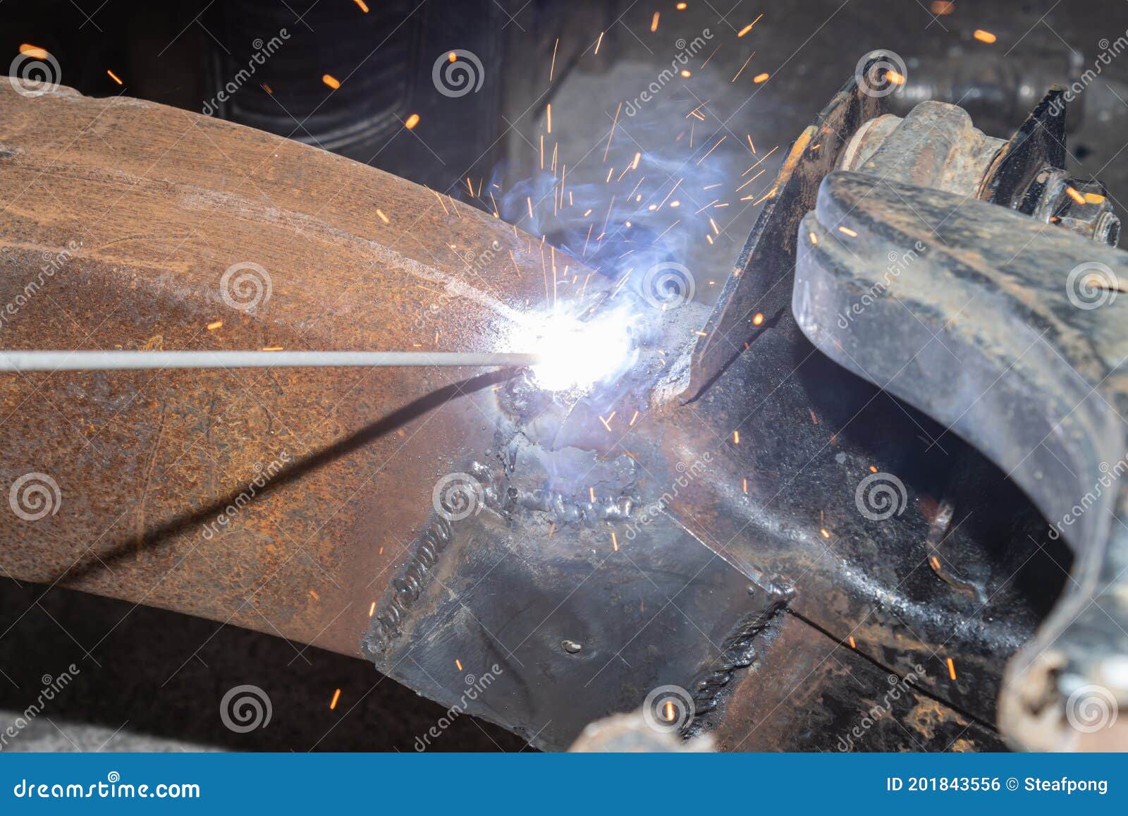 Welding Bottom Car Chassis by Electric Welding Torch in Zoom View Stock ...