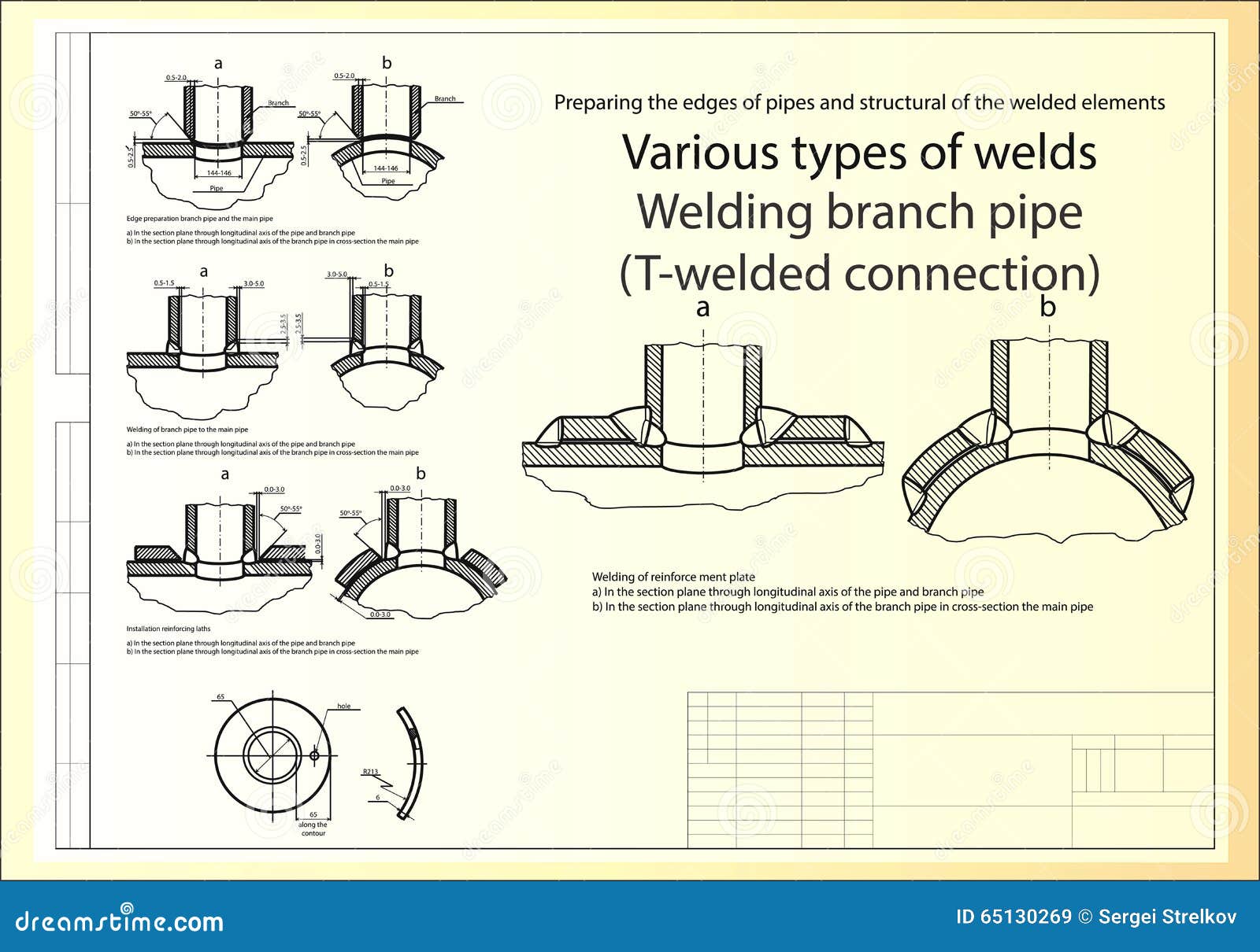 Welding branch pipes stock illustration. Illustration of iron - 65130269