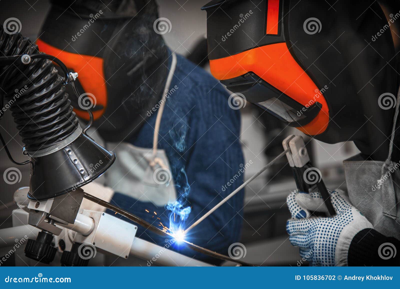 Welding and bright sparks. stock photo. Image of craftsman - 105836702