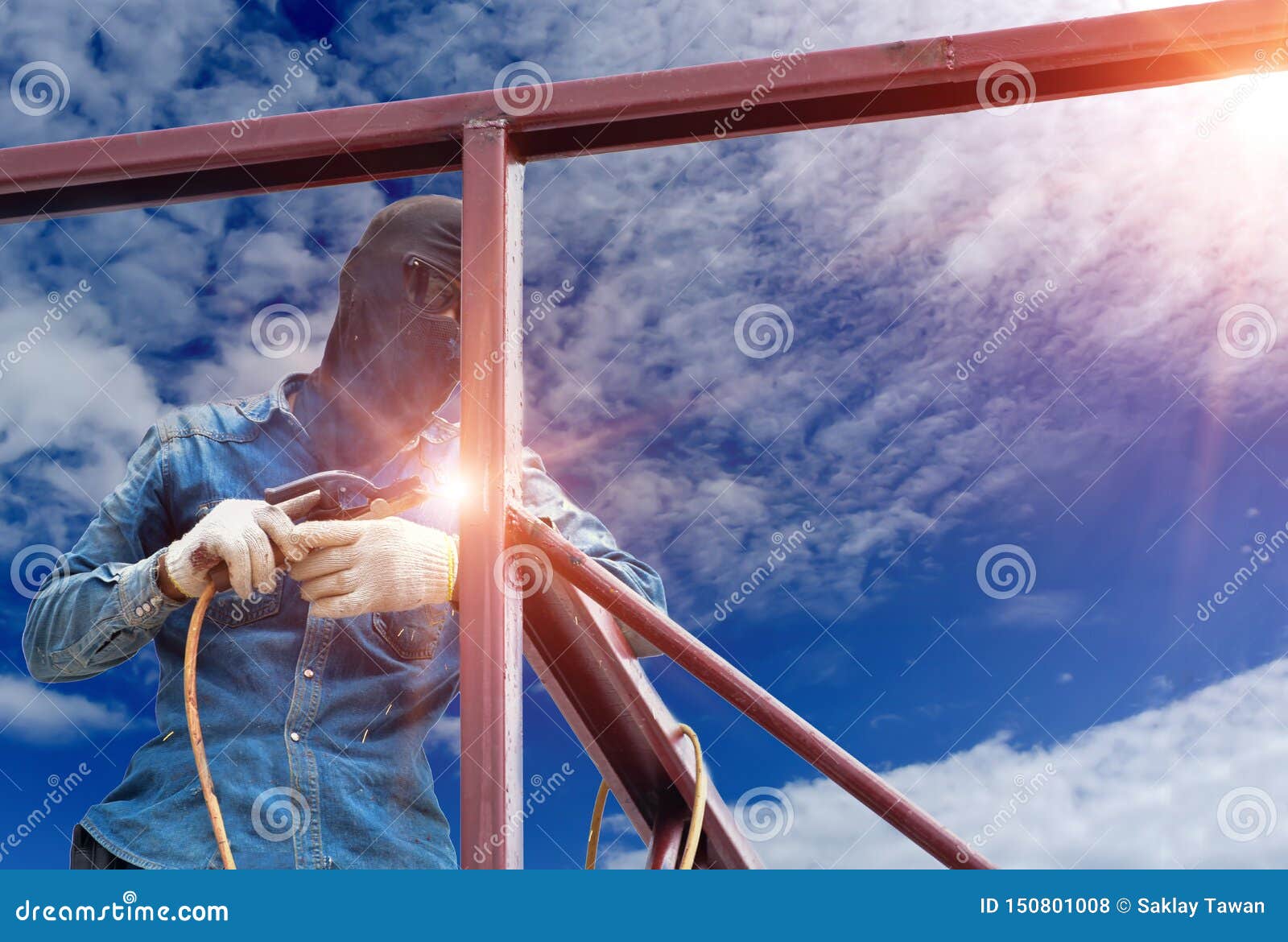 Welding Construction on Height Stock Photo - Image of laboring ...