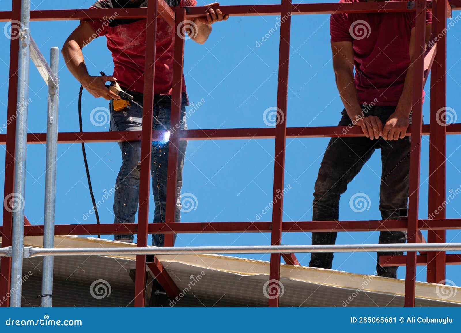 Welding Craftsmen in Steel Construction Manufacturing Stock Image ...