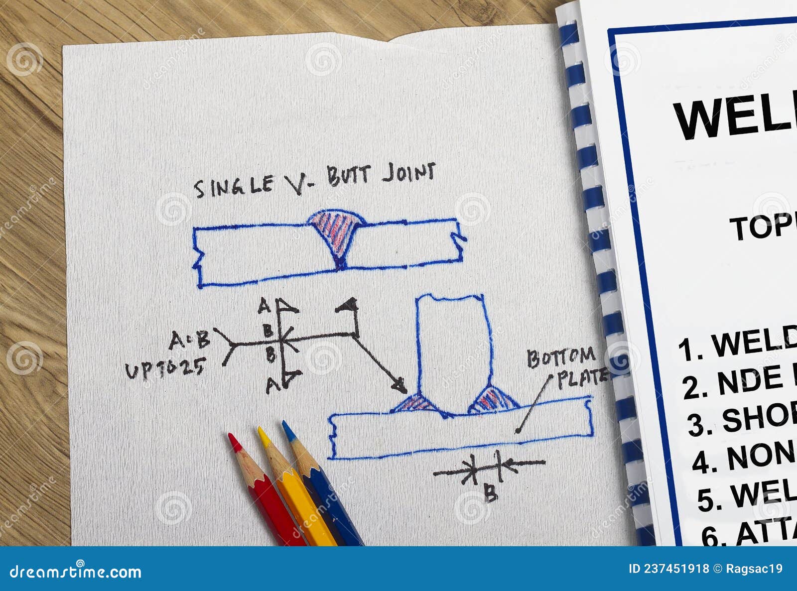 Welding Details with Sketch Concept Stock Photo - Image of structural ...