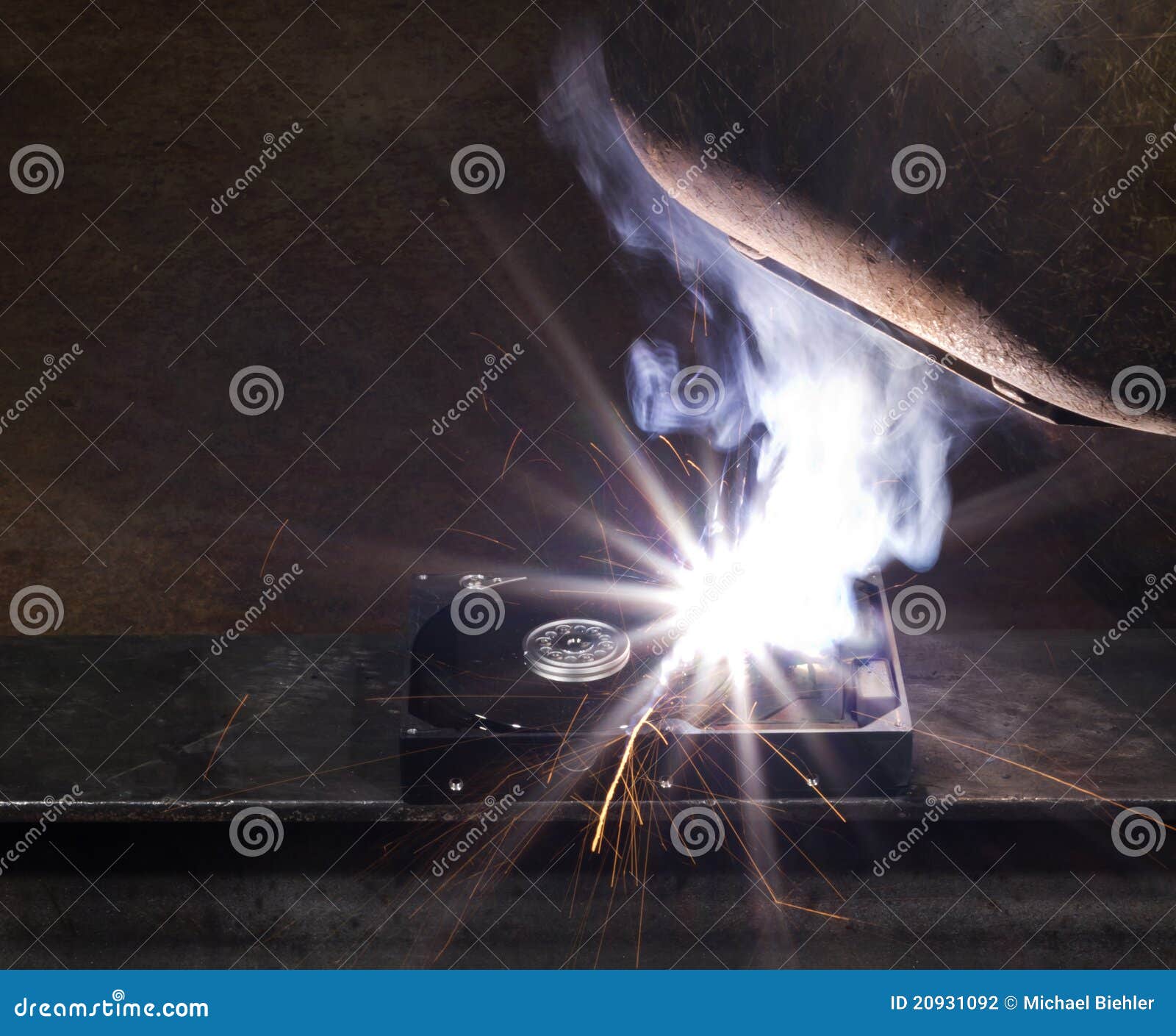 Welding on a hard drive stock photo. Image of rusty, light - 20931092