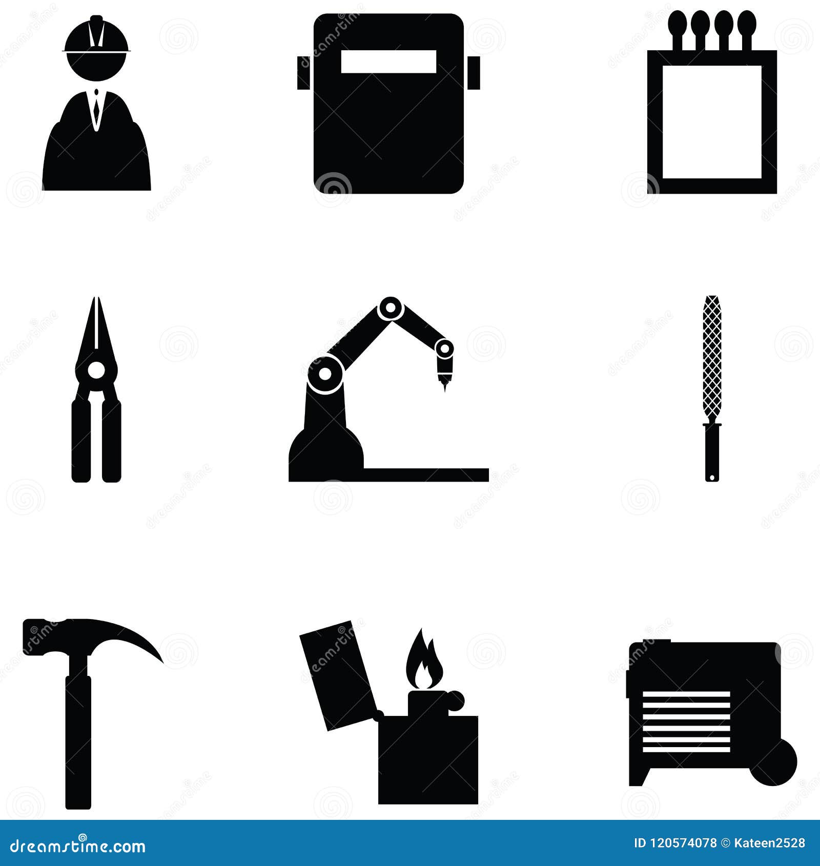 Welding icon set stock vector. Illustration of machine - 120574078