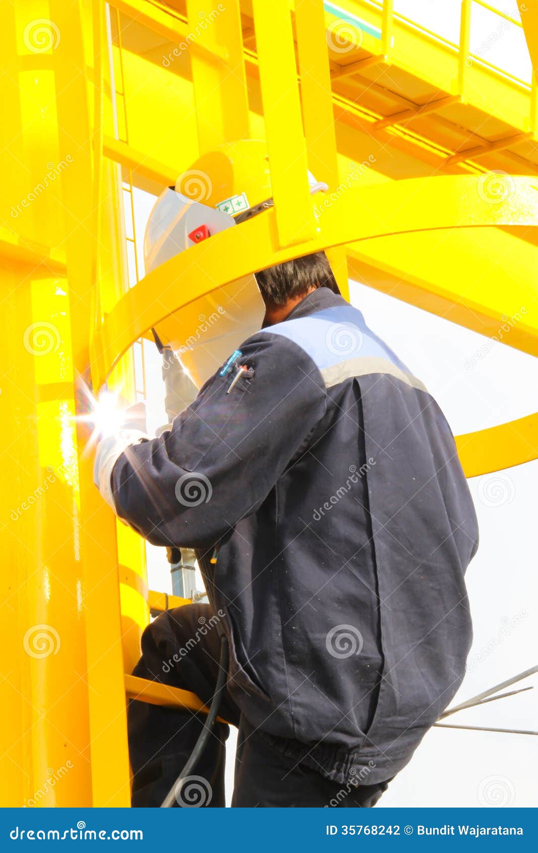 Welding on ladder stock photo. Image of outdoor, crane - 35768242