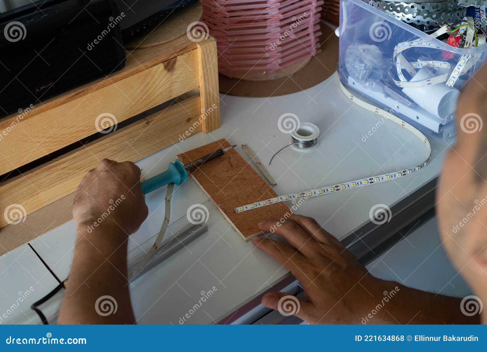 Welding for LED Strips on Third Hand for Electronics Jobs. Making ...