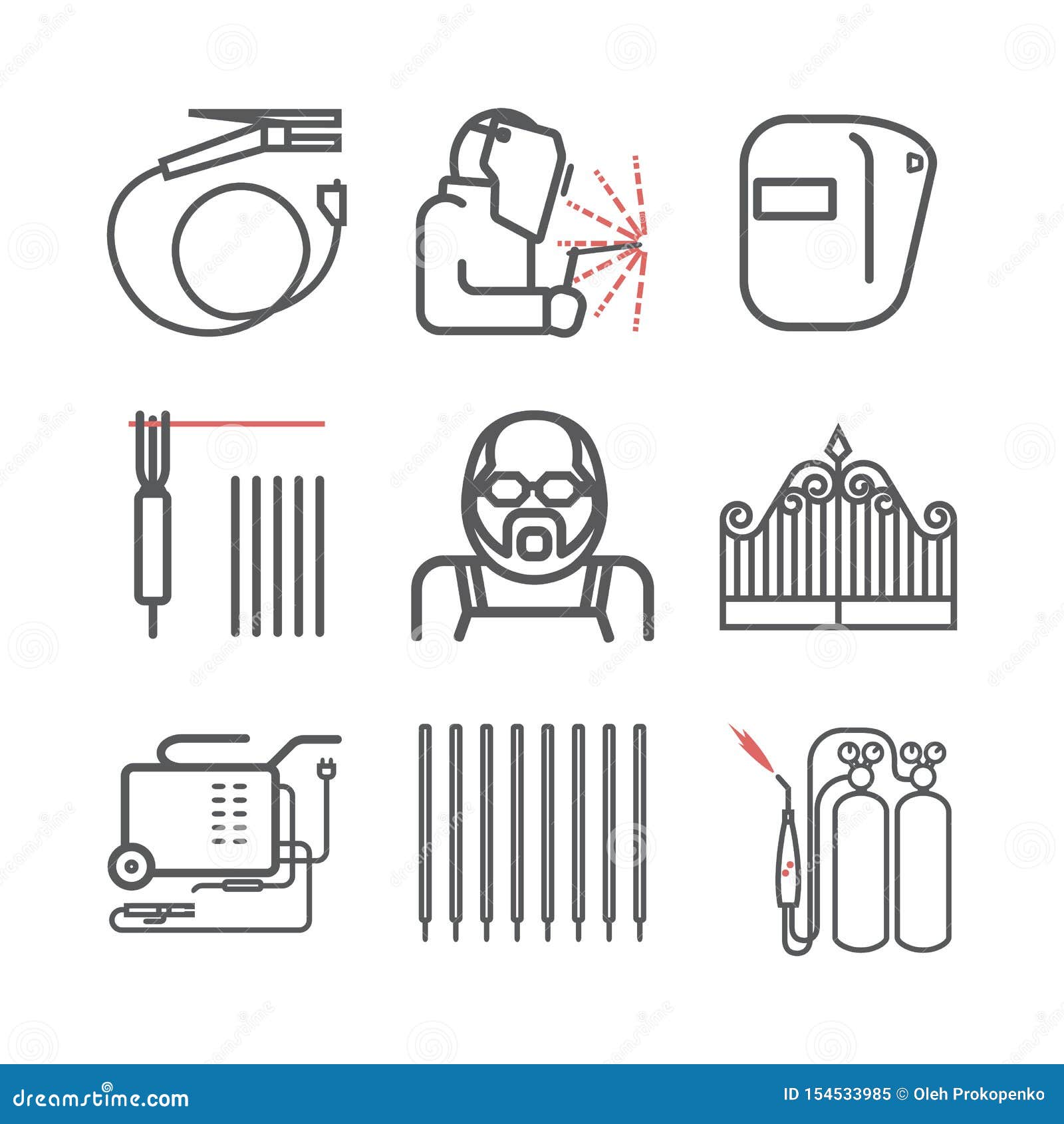 Welding. Line Icons Set. Vector Signs for Web Graphics. Stock Vector ...
