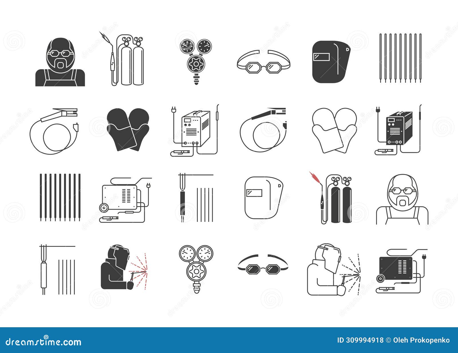 Welding. Line Icons Set. Vector Signs for Web Graphics. Stock ...