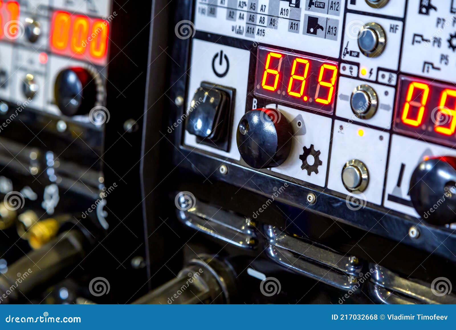 Welding Machine Control Panel, Digital Panel and Control Sensors. Stock ...