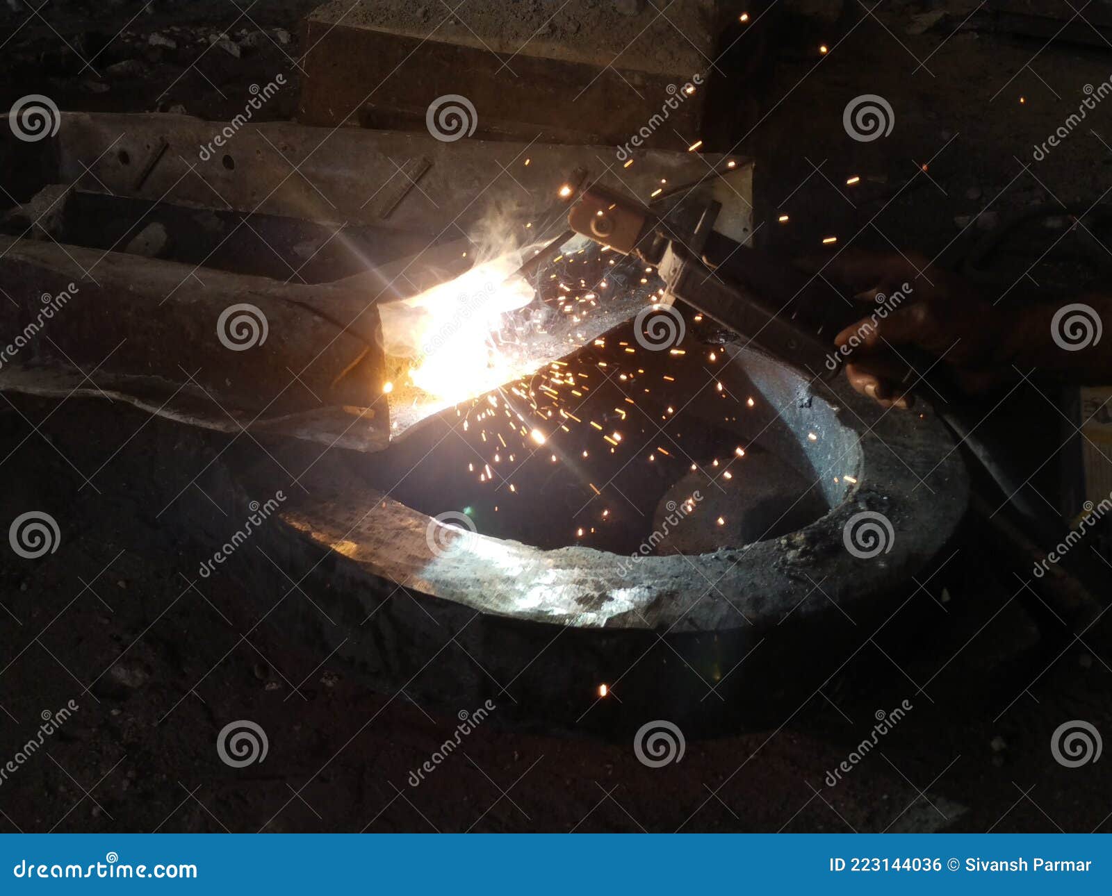 Welding machine in factory stock photo. Image of sunlight - 223144036