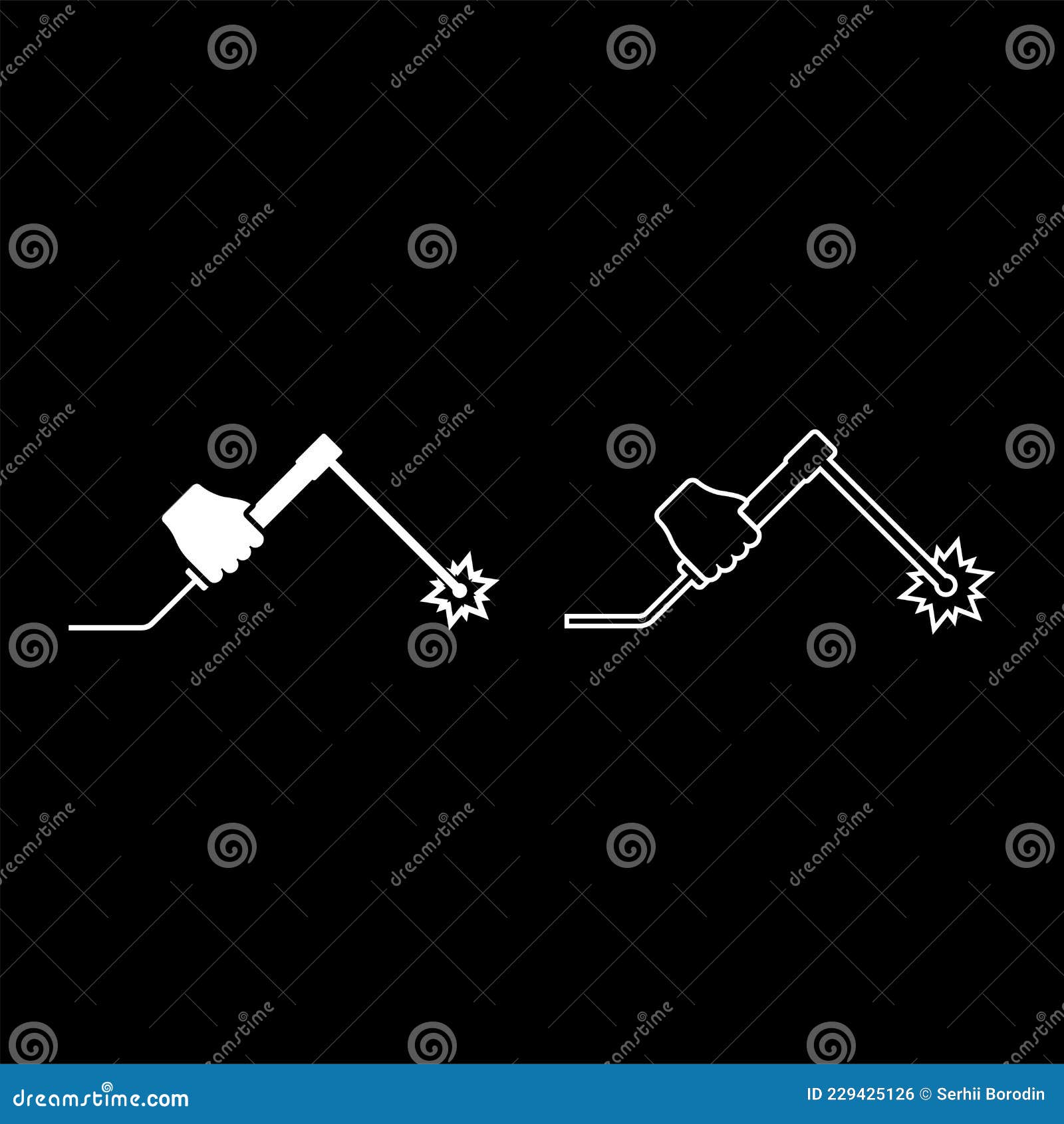 Hand Electrode Welding Icon, Outline Style Cartoon Vector ...