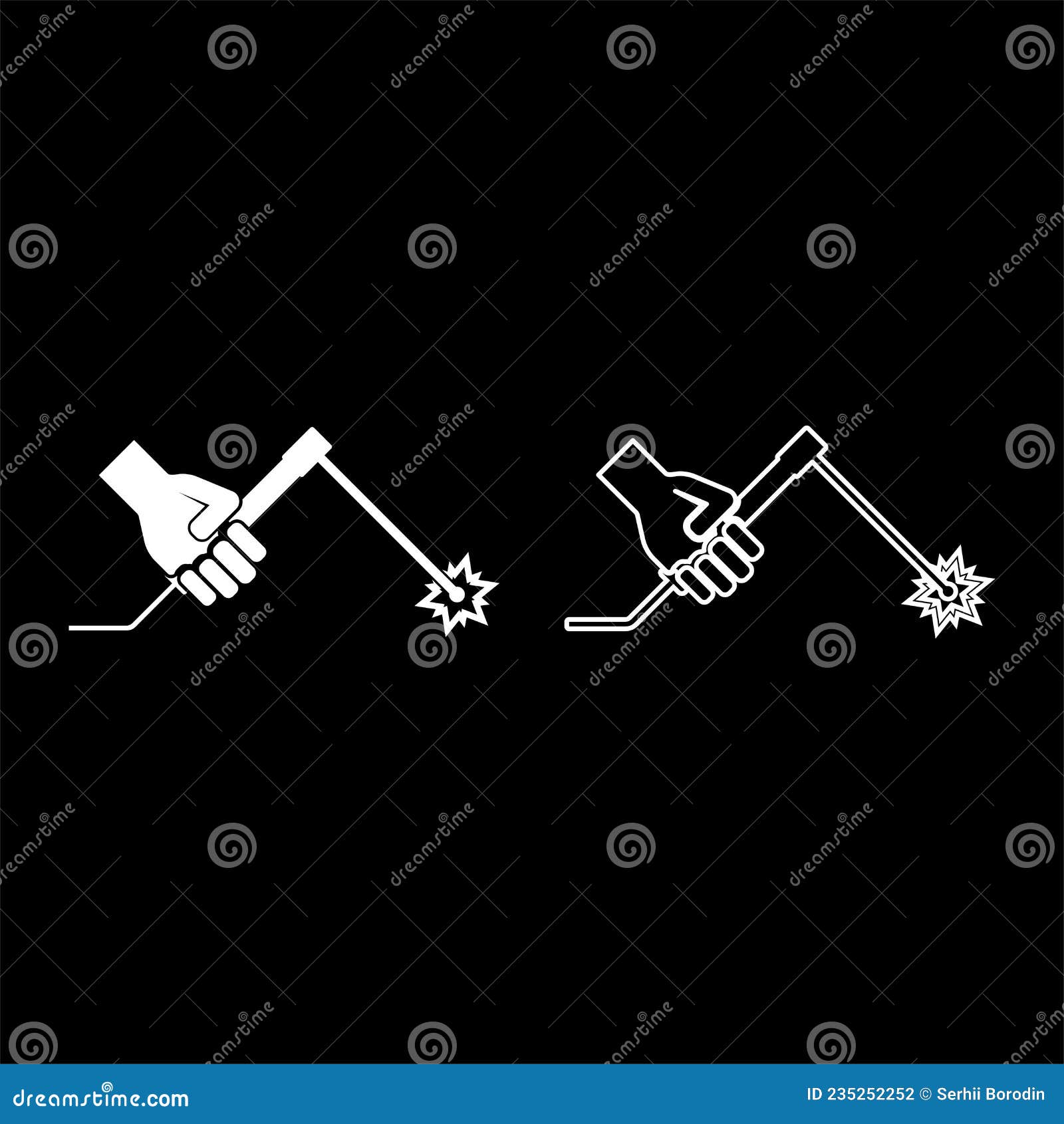 Welding Machine in Hand Torch Welder Icon White Color Vector ...