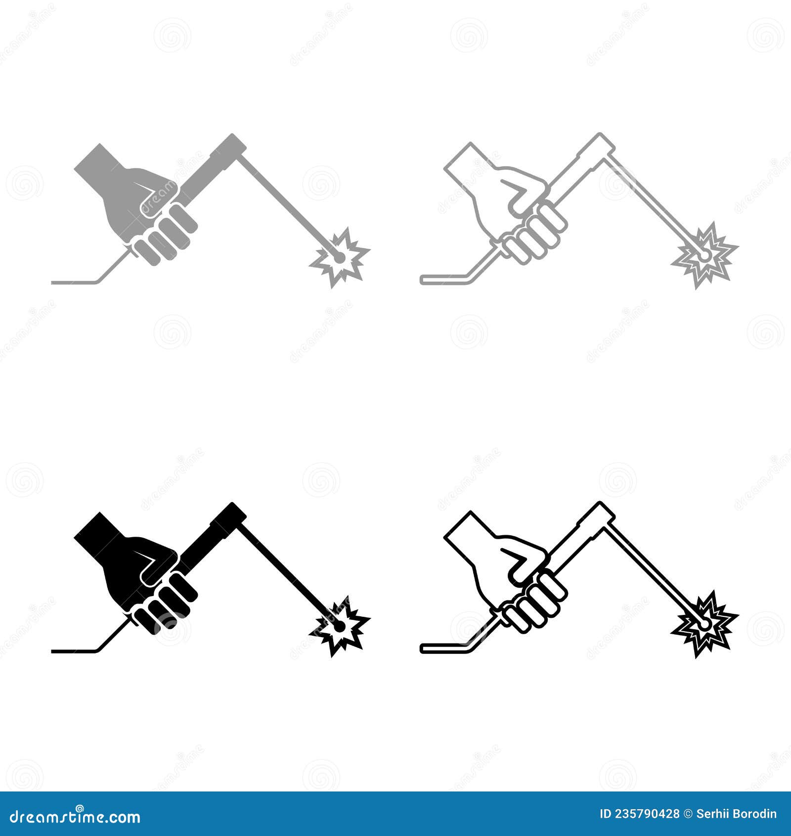 Welding Machine in Hand Torch Welder Set Icon Grey Black Color Vector ...