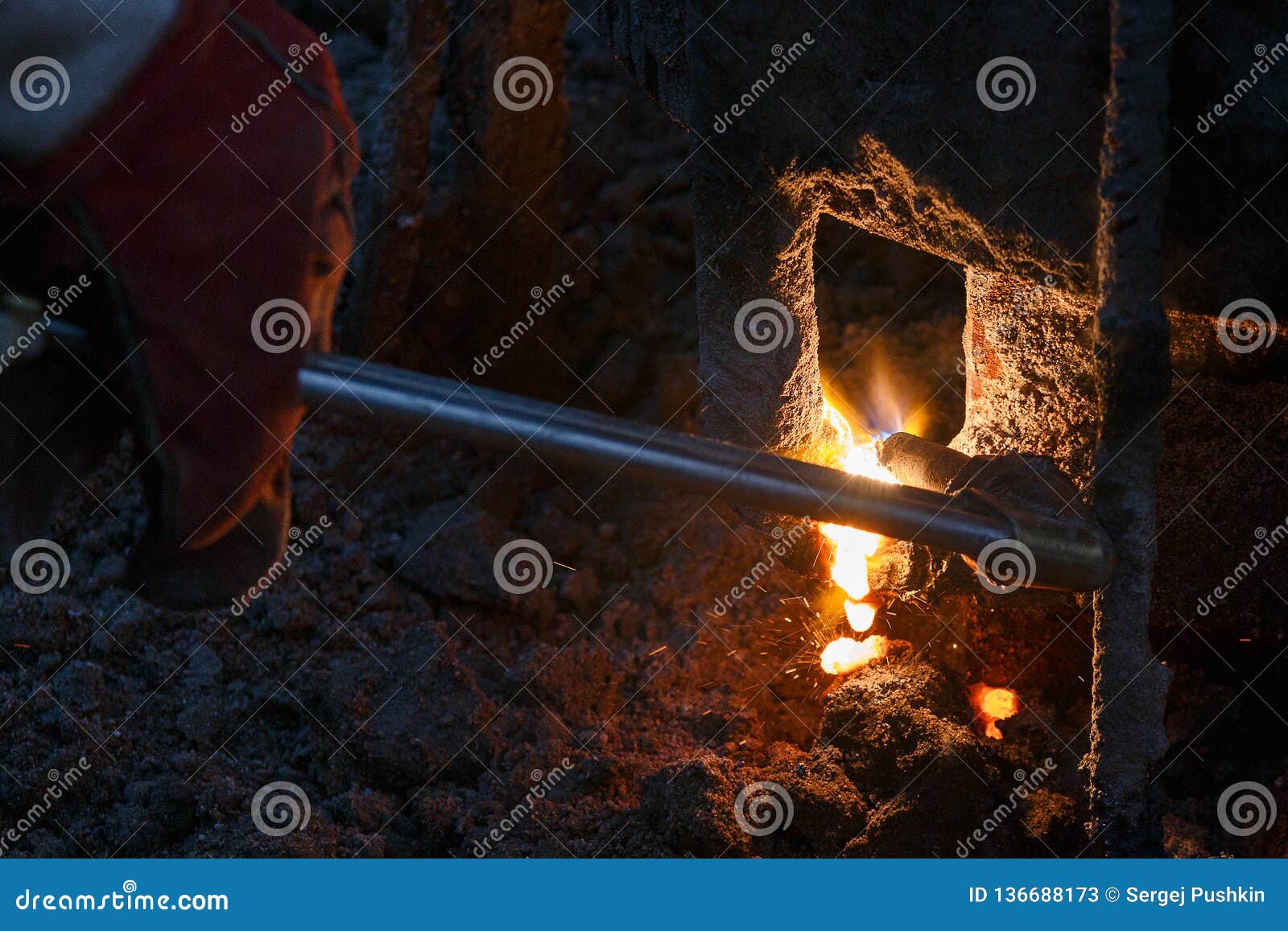 Welding Machine with Melting Metal Drops and Sparks of Sparks Stock ...