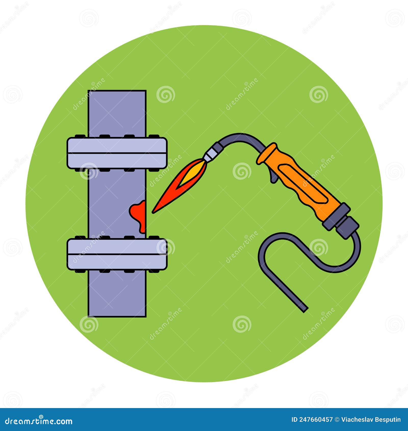 Welders On A Pipe Cartoon Vector | CartoonDealer.com #57904415