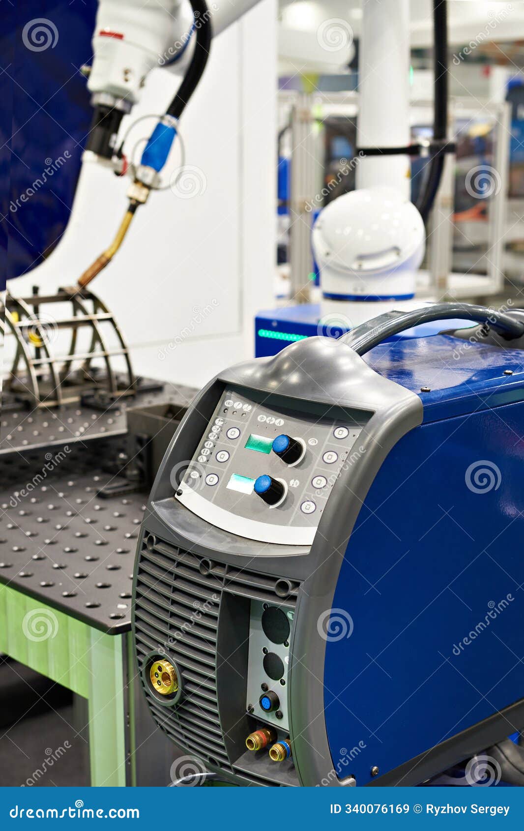 Welding Machine and Robotic Arm Stock Image - Image of manufacture ...