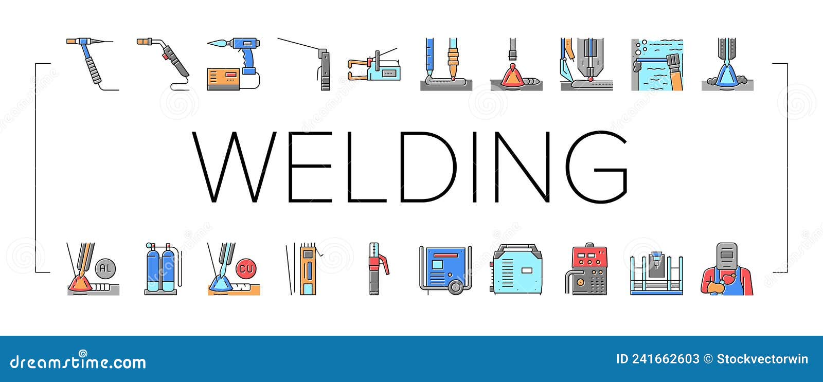 Welding Machine Tool Collection Icons Set Vector . Stock Vector ...