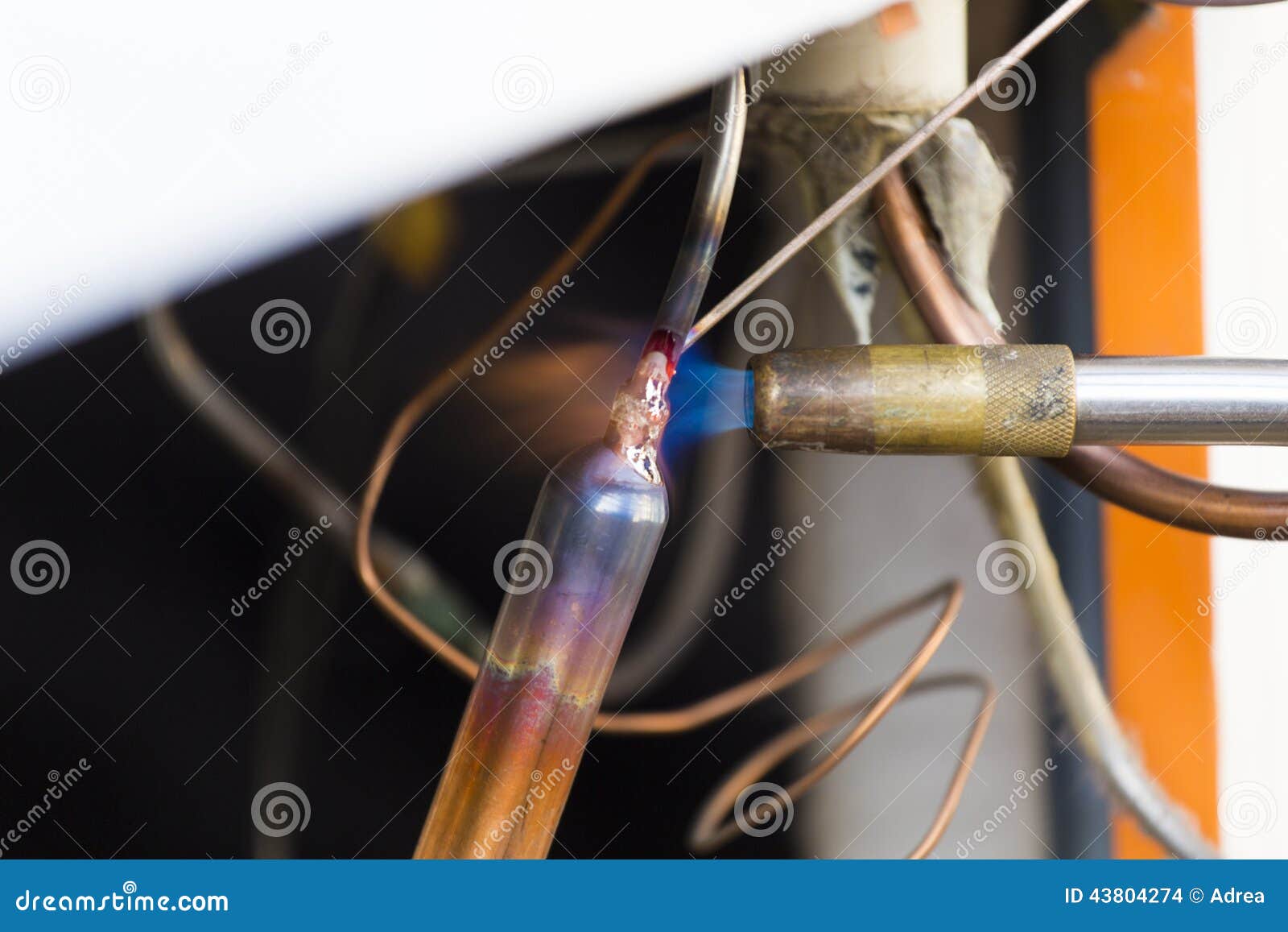 Worker Welding Two Compressors Parts Stock Photo - Image of technology ...
