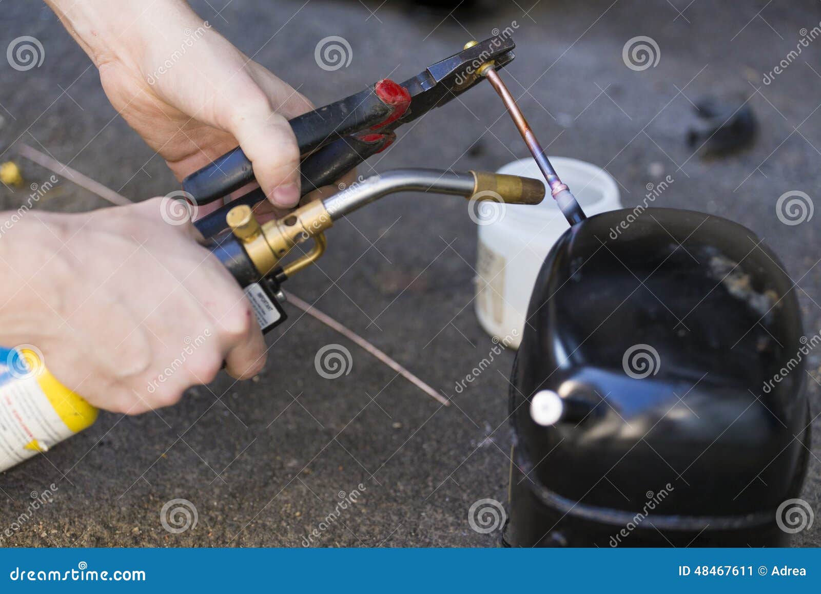 Worker Welding Two Compressors Parts Stock Image - Image of technology ...