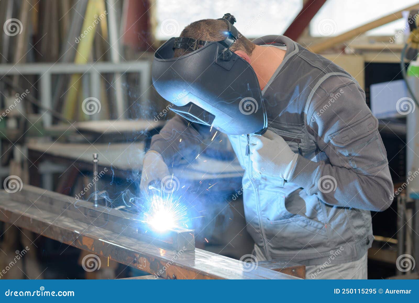 Welding Man Welding Pipe in Industry Stock Image - Image of iron ...