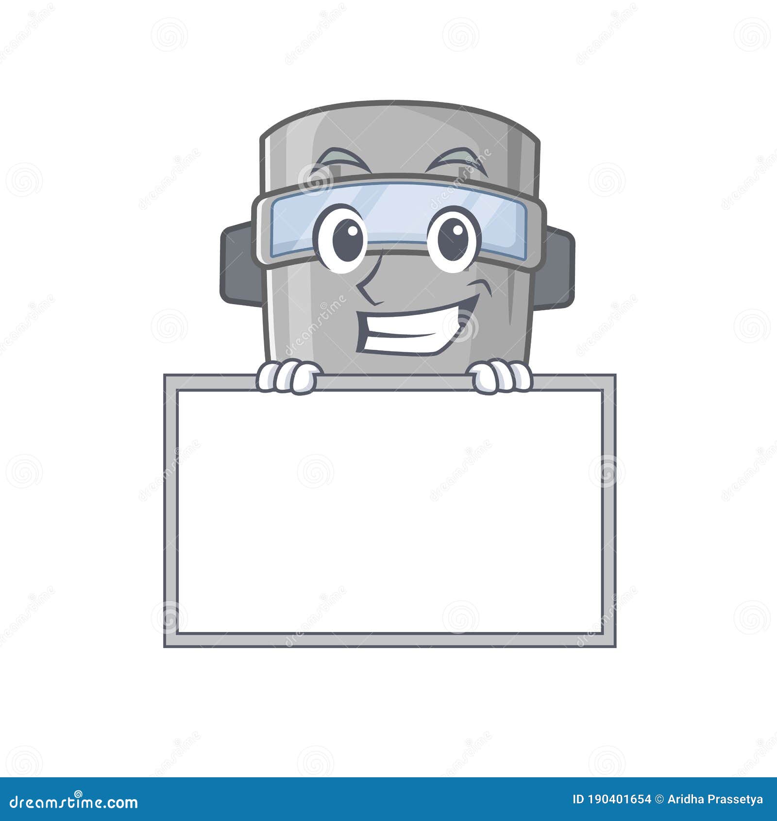 Welding Mask Cartoon Design Style Standing Behind a Board Stock Vector ...