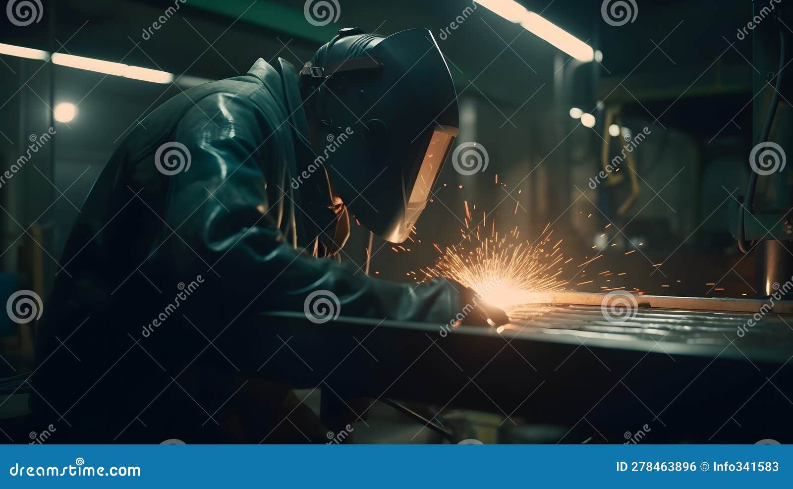 Welding a Metal Car Frame Using a Welding Torch and Safet Three ...