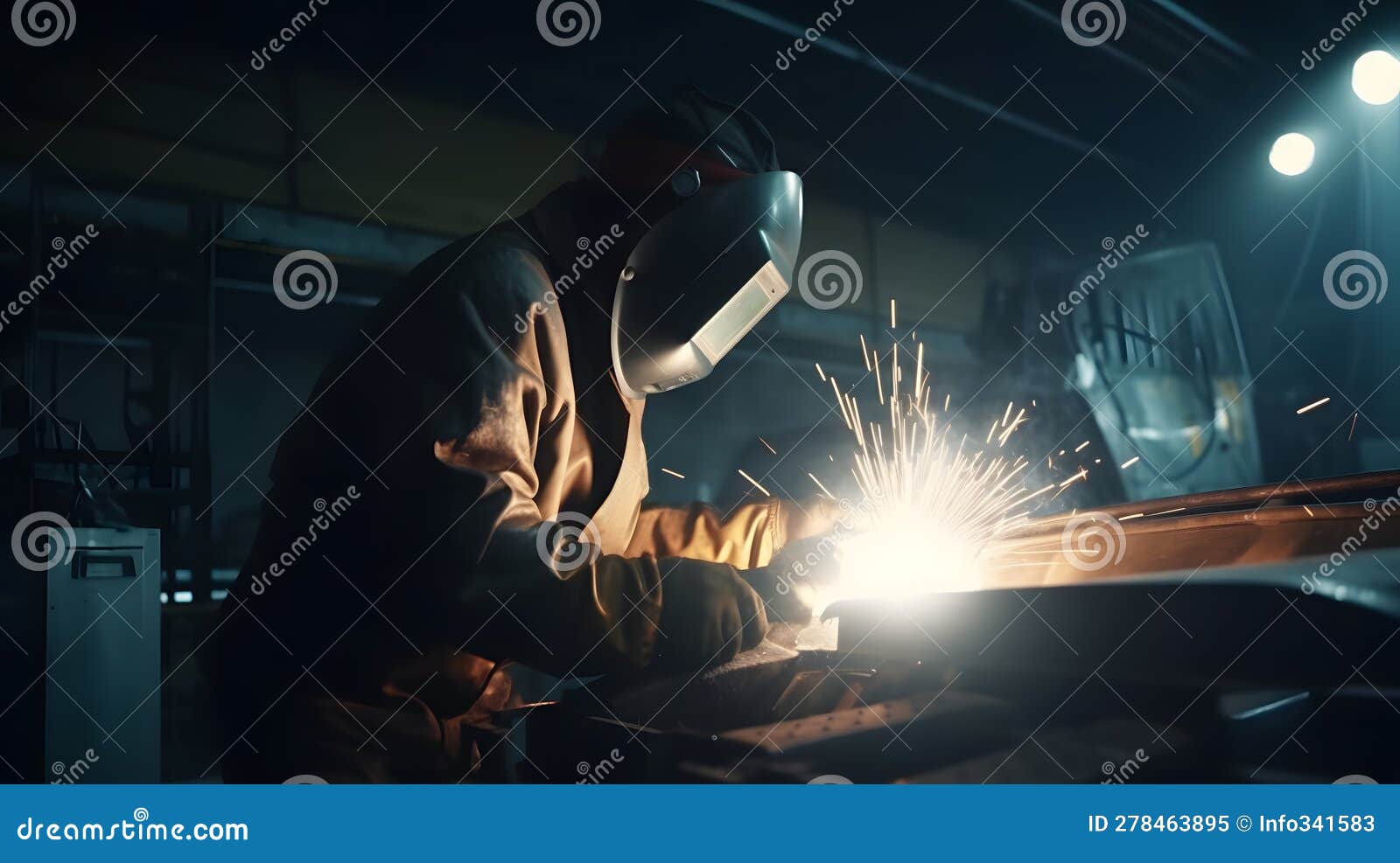Welding a Metal Car Frame Using a Welding Torch and Safet Two ...